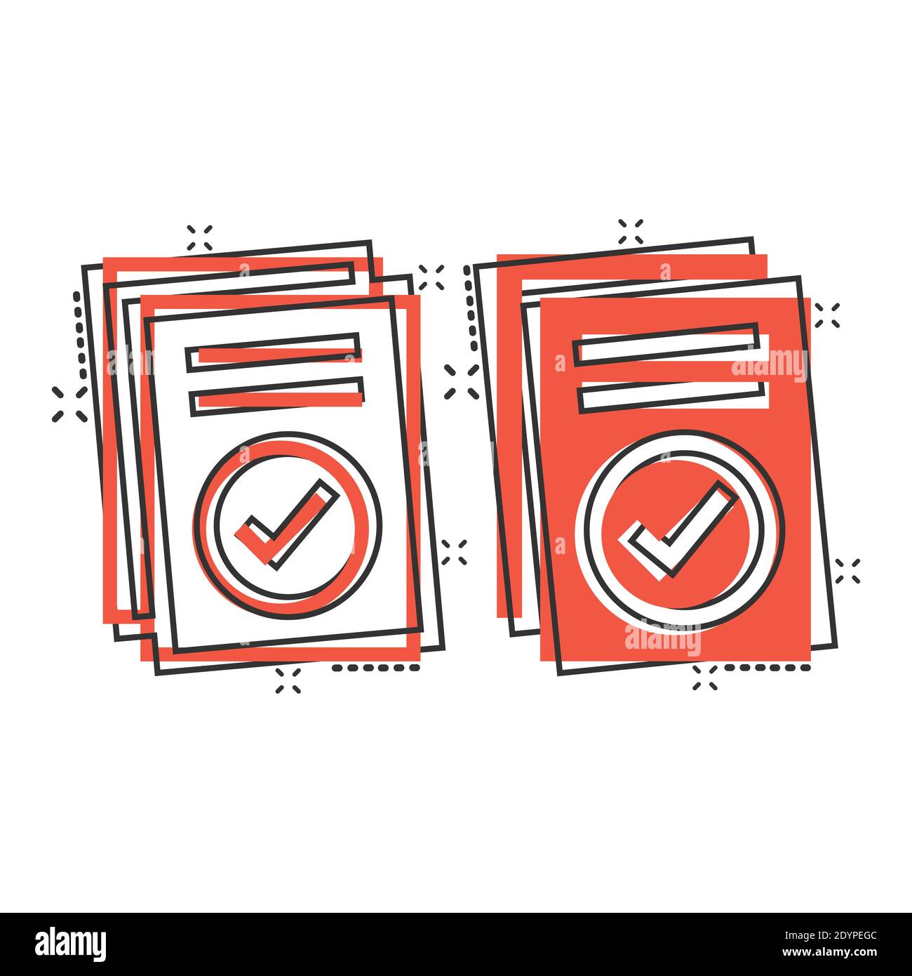 Approved document icon in comic style. Authorize cartoon vector ...
