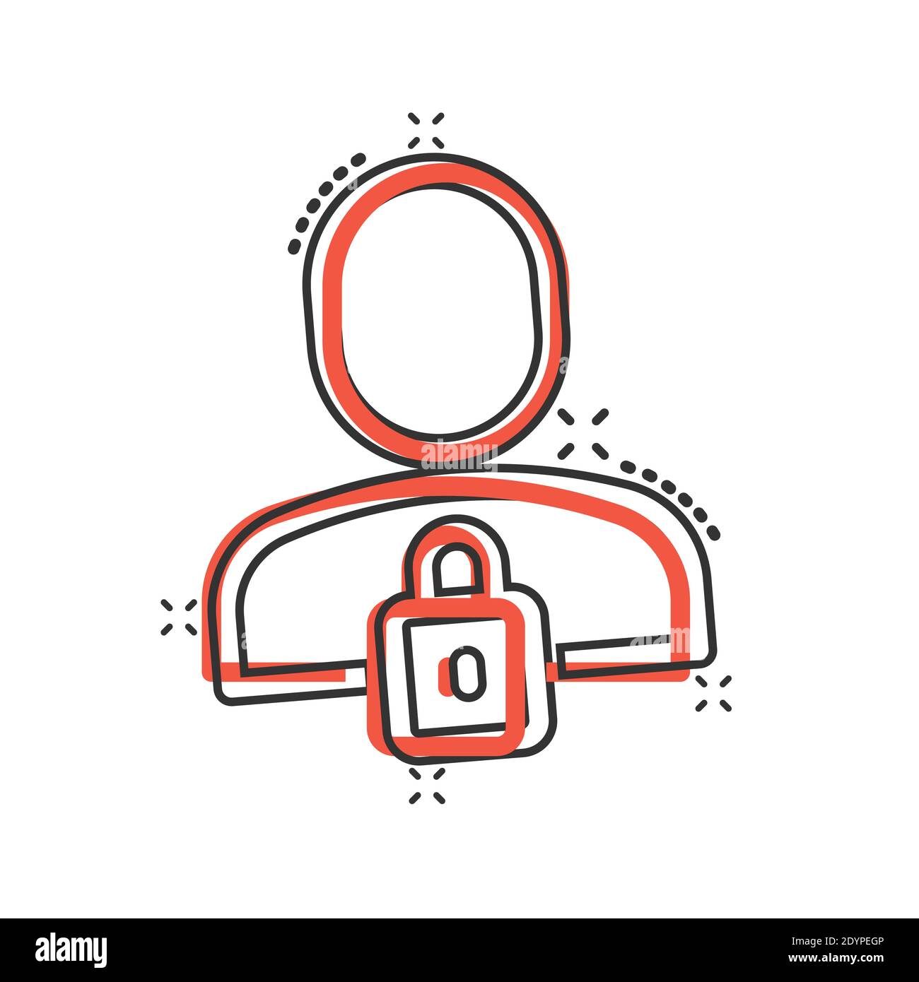 Login icon in comic style. People secure access cartoon vector ...