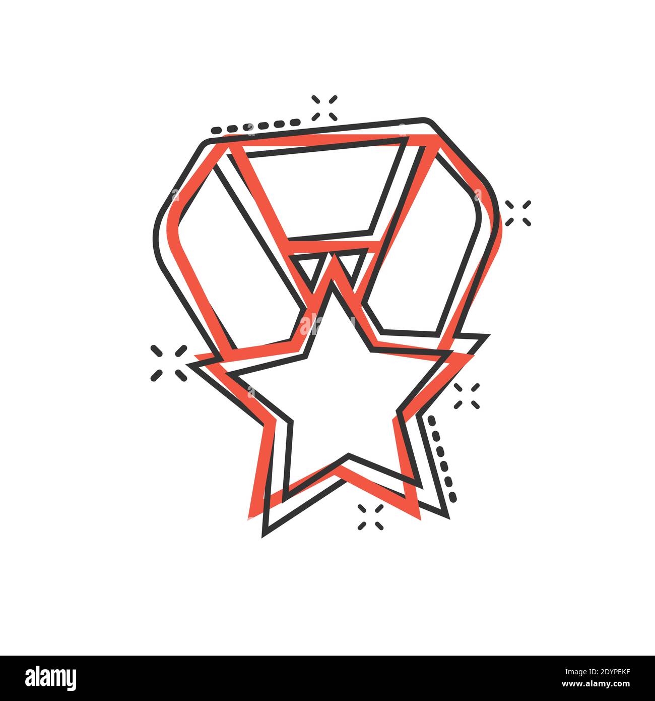 Medal icon in comic style. Prize cartoon sign vector illustration on ...