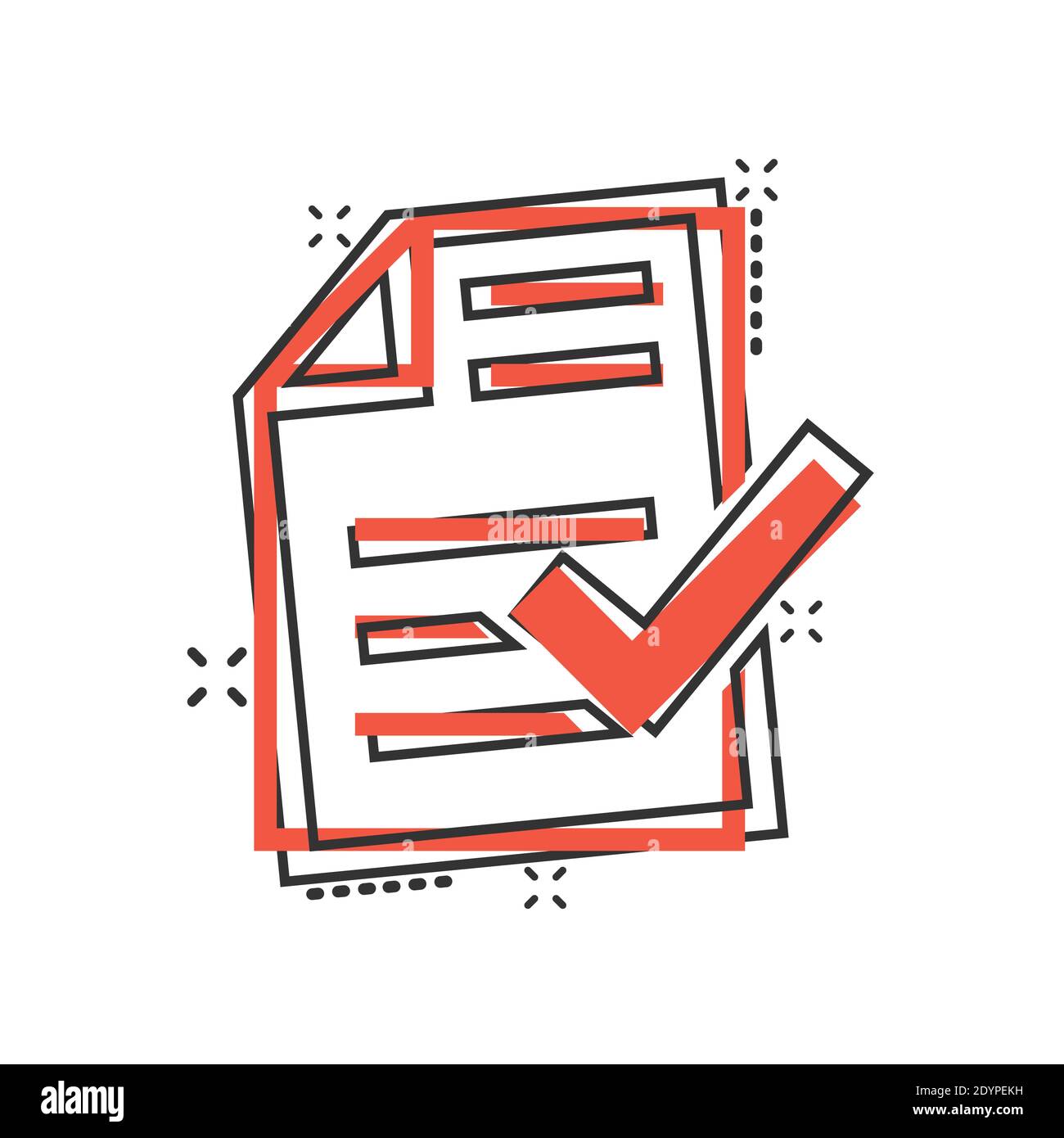 Approved document icon in comic style. Authorize cartoon vector ...