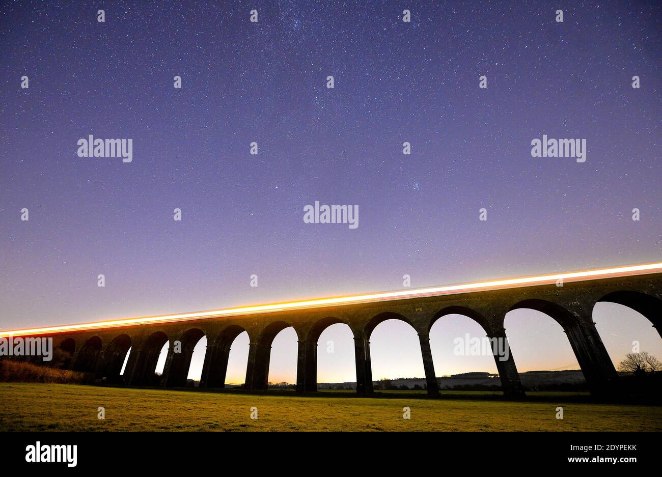 The night sky over Harringworth Viaduct on the boarder of Rutland and ...