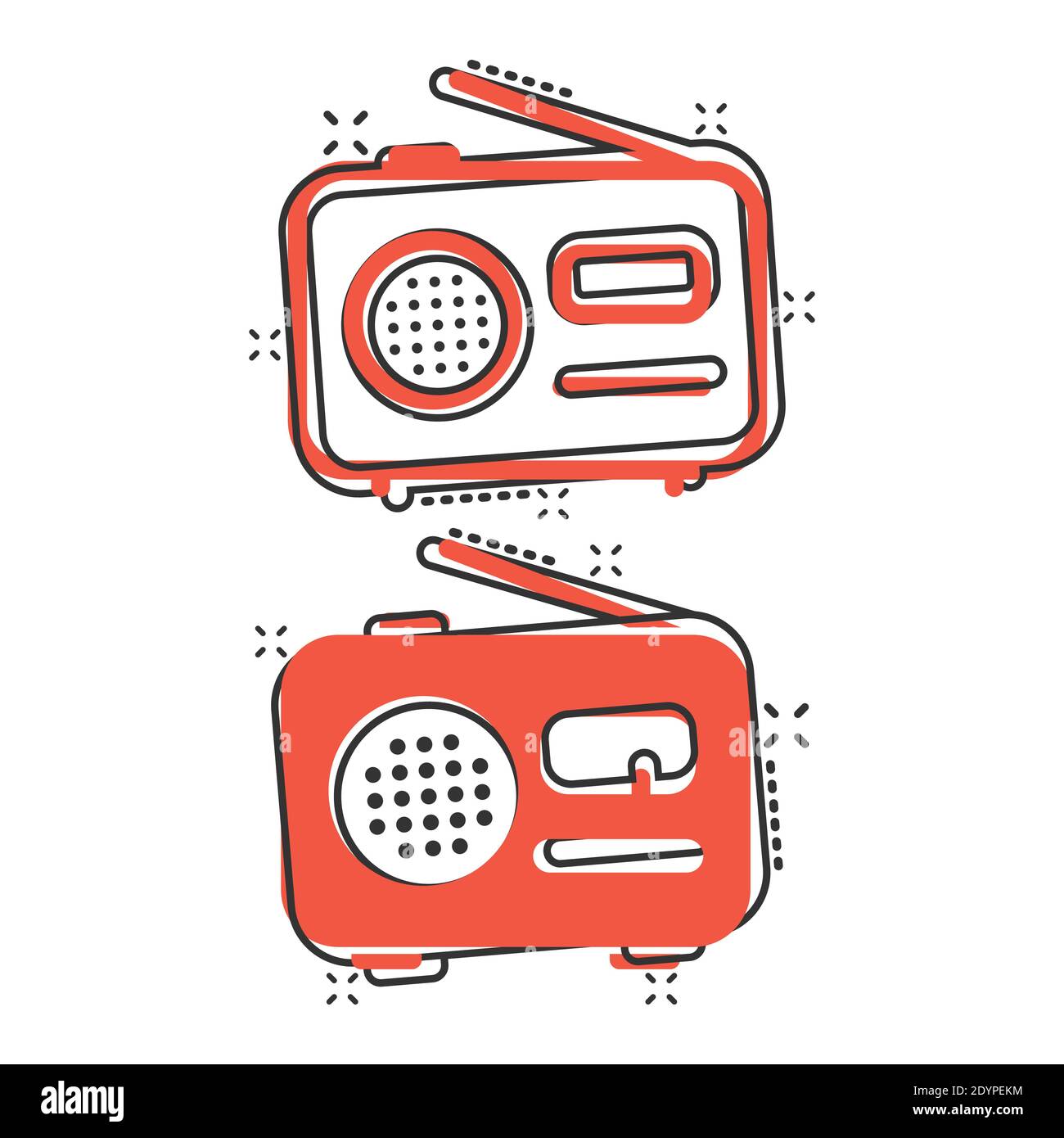Radio icon in comic style. Fm broadcast cartoon vector illustration on ...