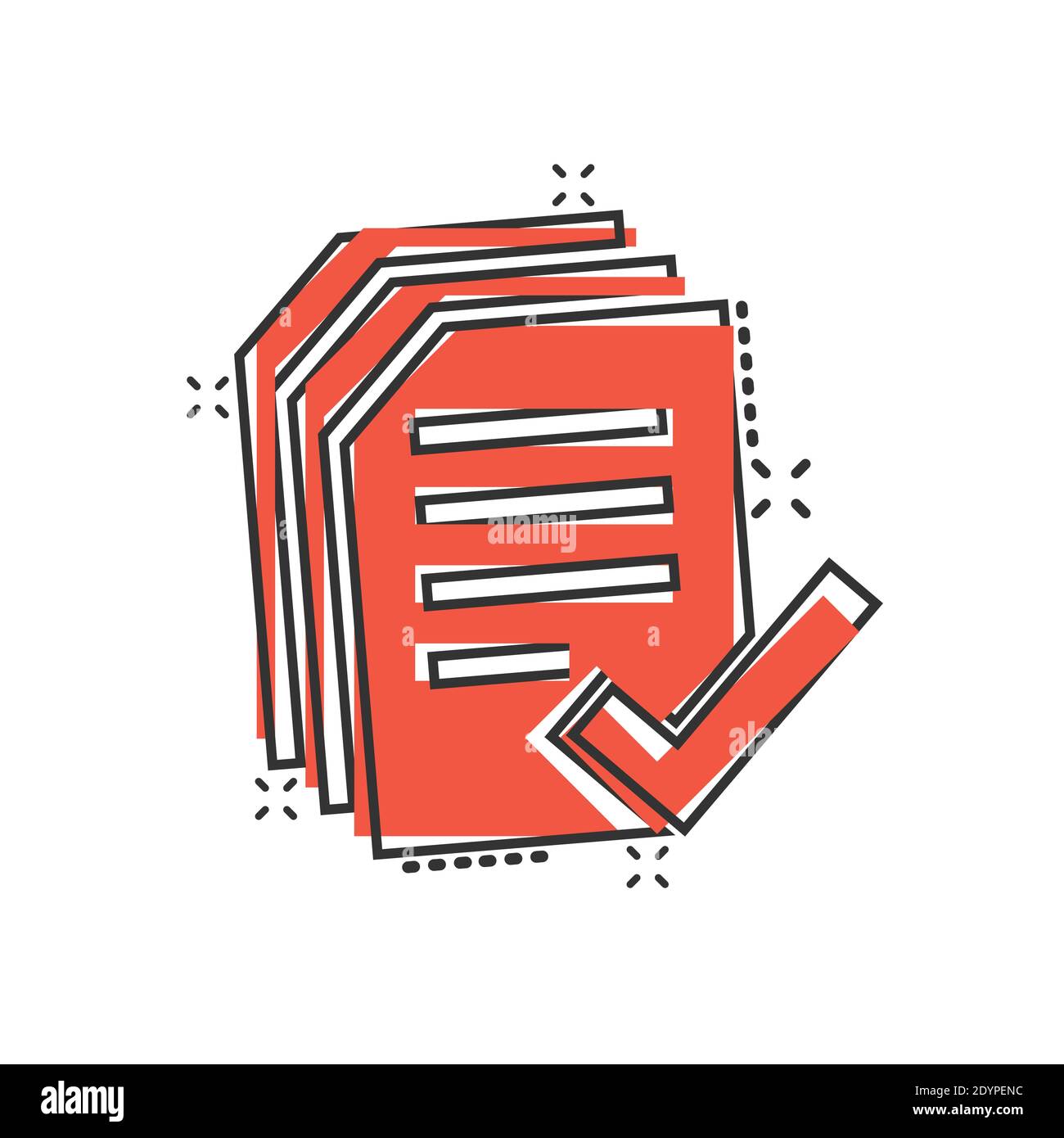 Approved document icon in comic style. Authorize cartoon vector ...