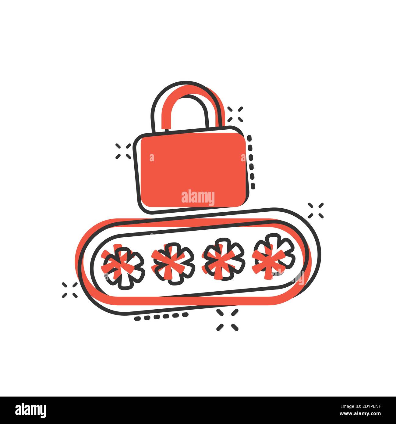 Login icon in comic style. Password access cartoon vector illustration ...