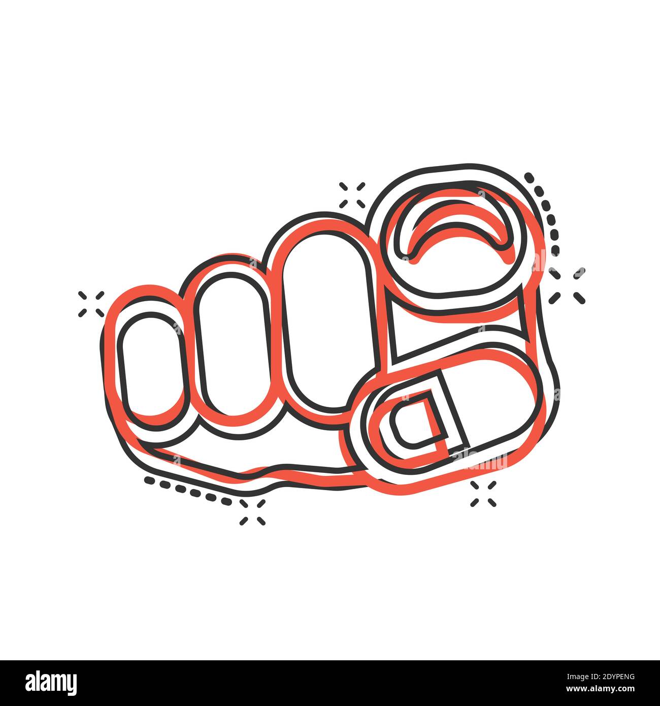 Finger point icon in comic style. Hand gesture cartoon vector ...