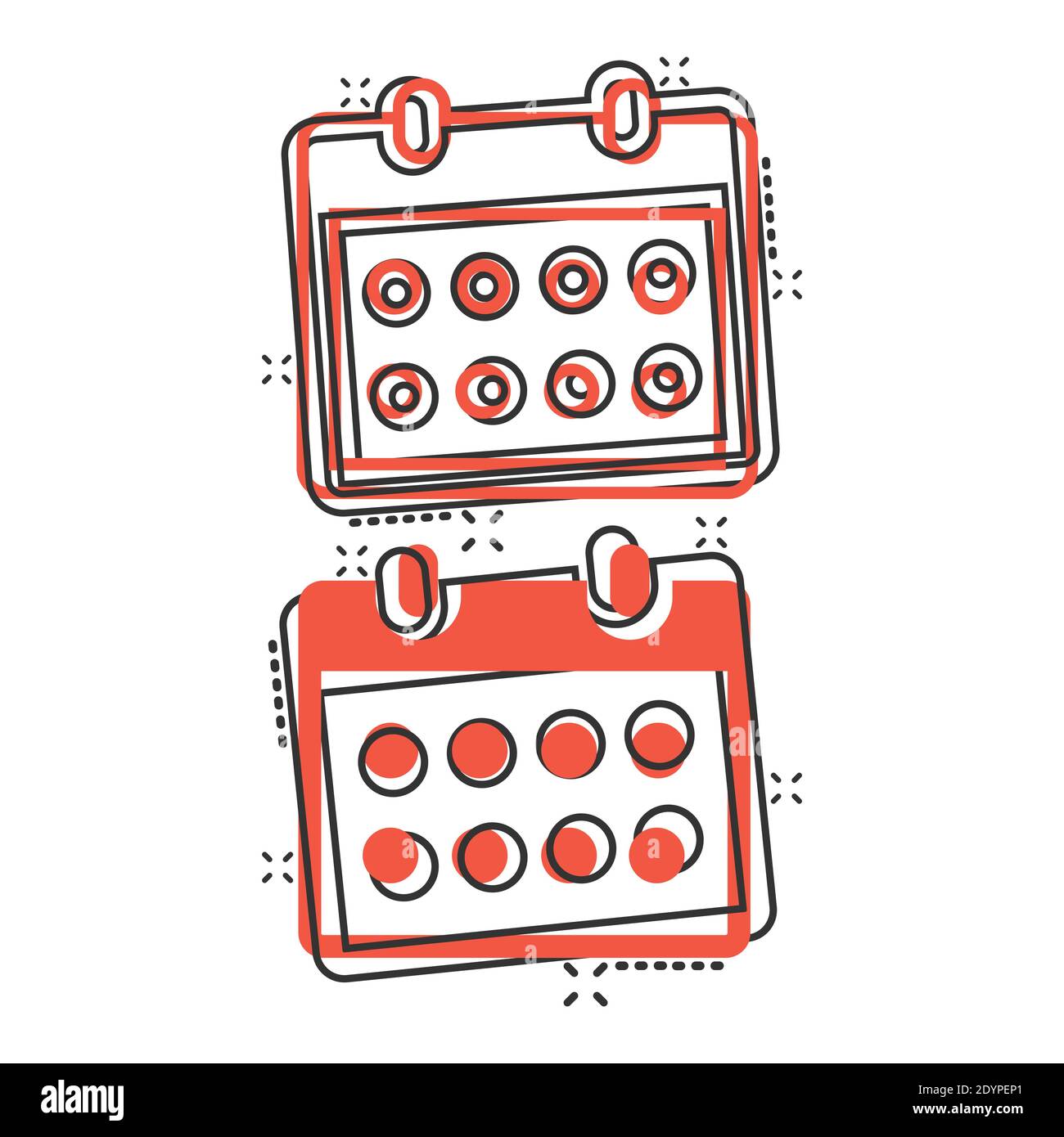 Calendar icon in comic style. Agenda cartoon vector illustration on ...