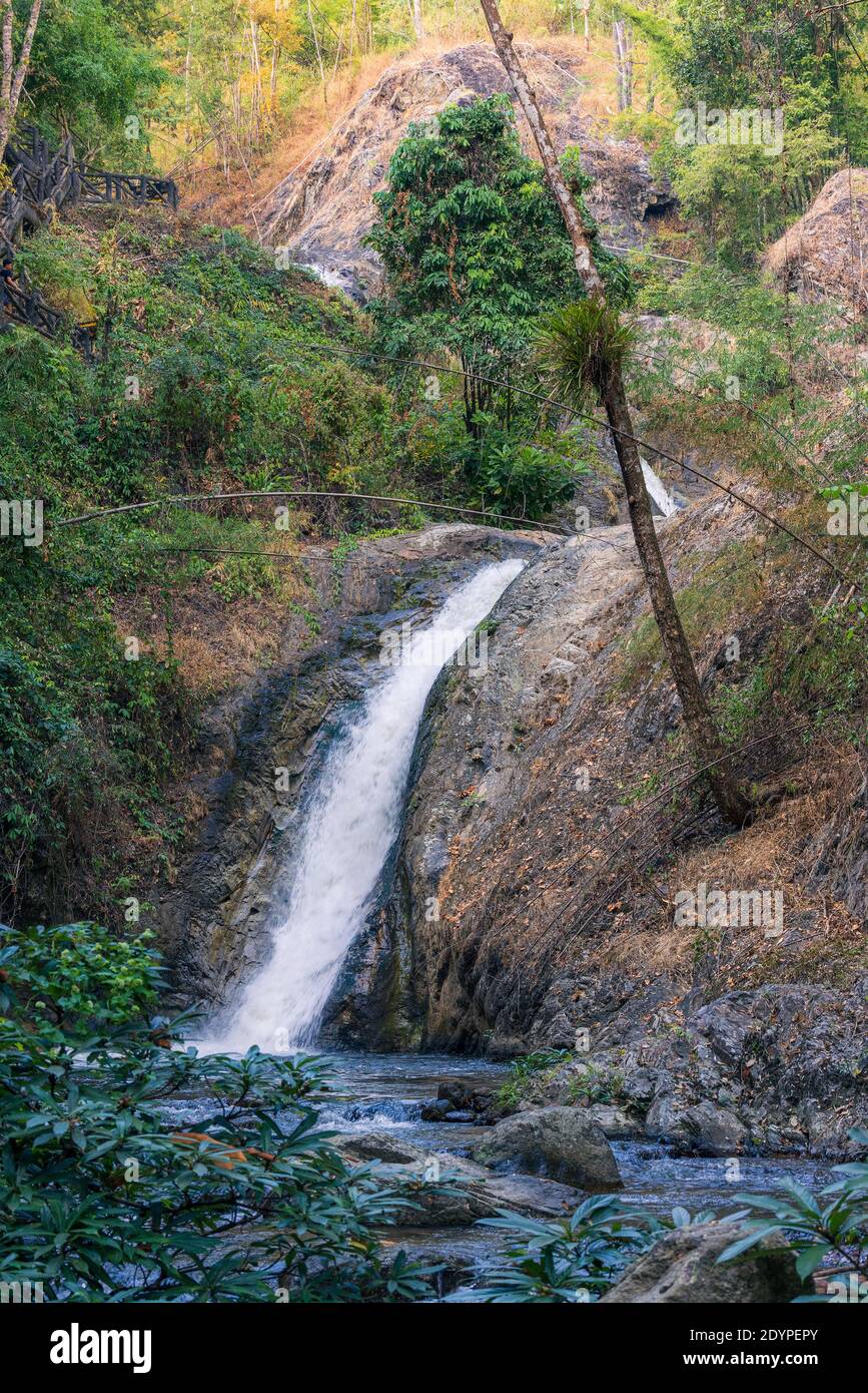 Chae son waterfall at chae son nation park, Lampang Thailand ...