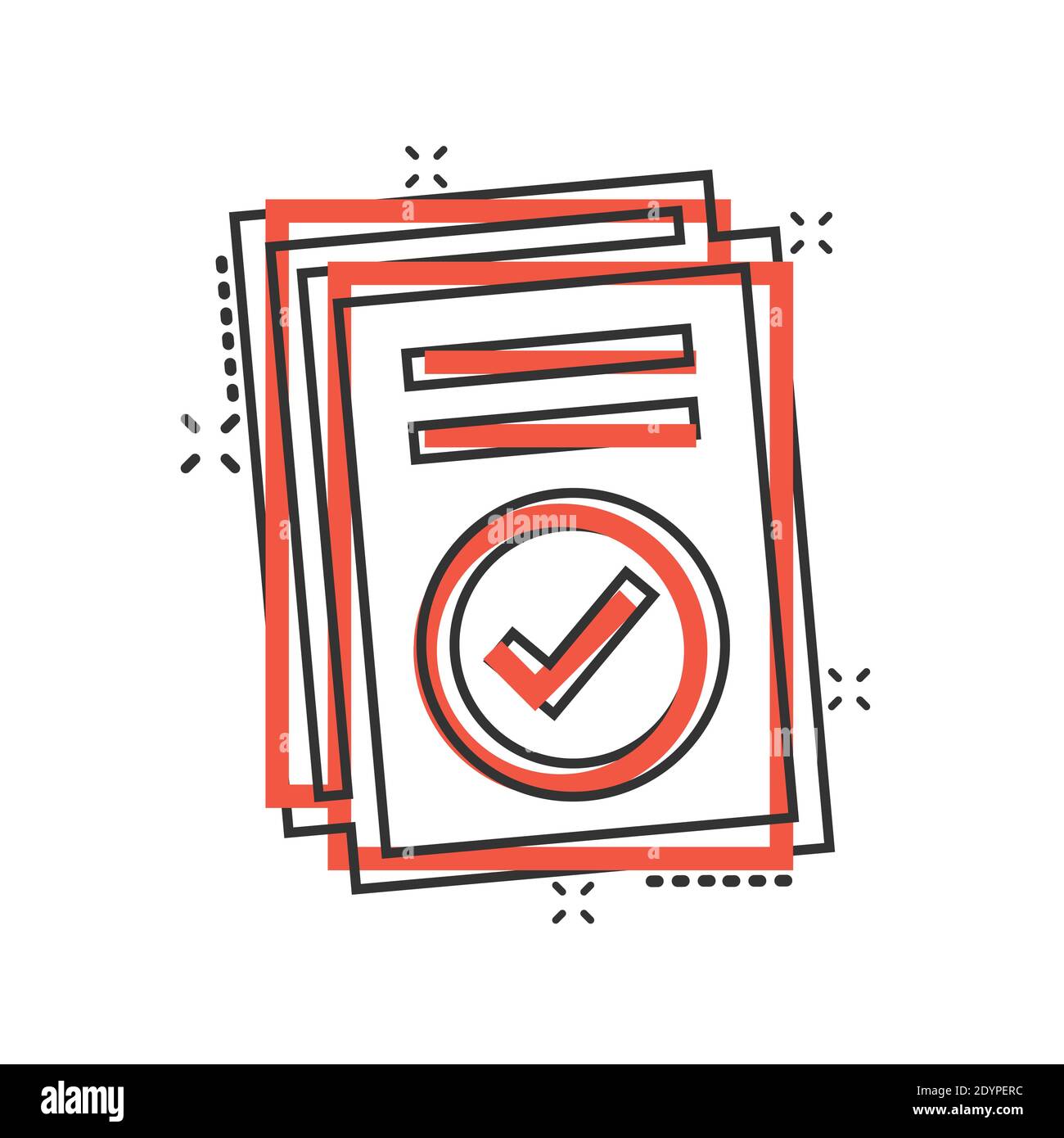 Approved document icon in comic style. Authorize cartoon vector ...