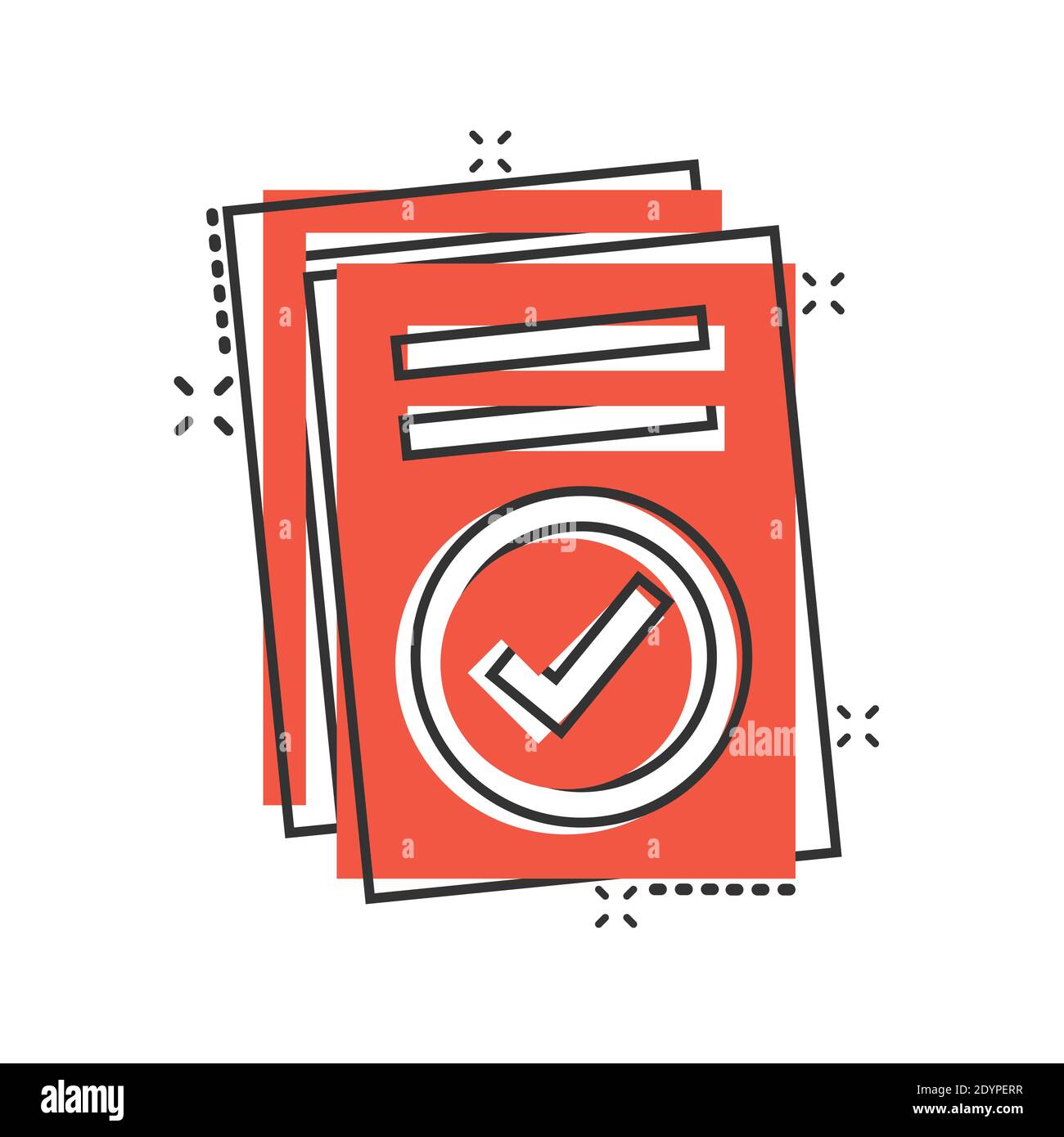 Approved document icon in comic style. Authorize cartoon vector ...