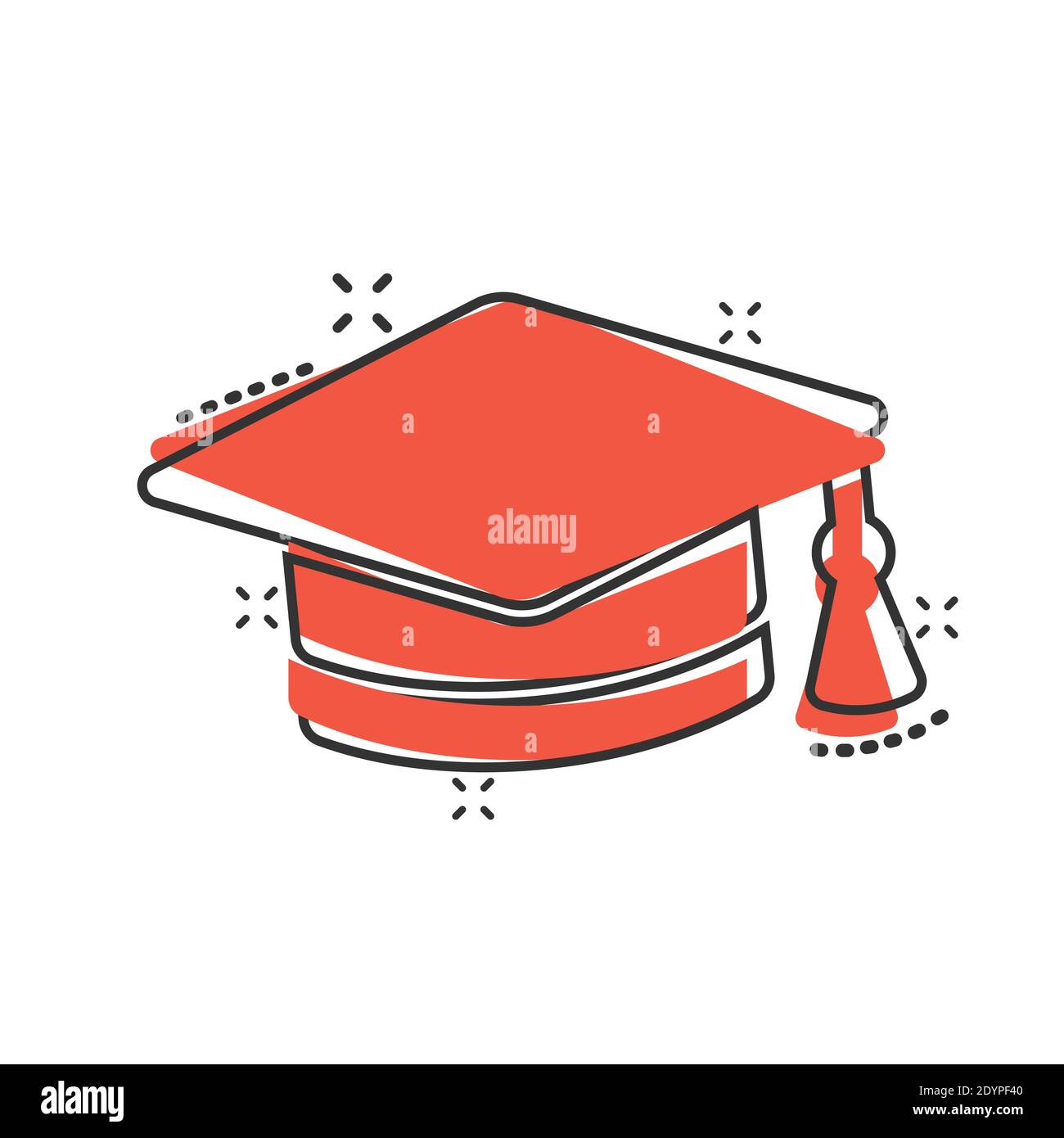 Graduation hat icon in comic style. Student cap cartoon vector ...