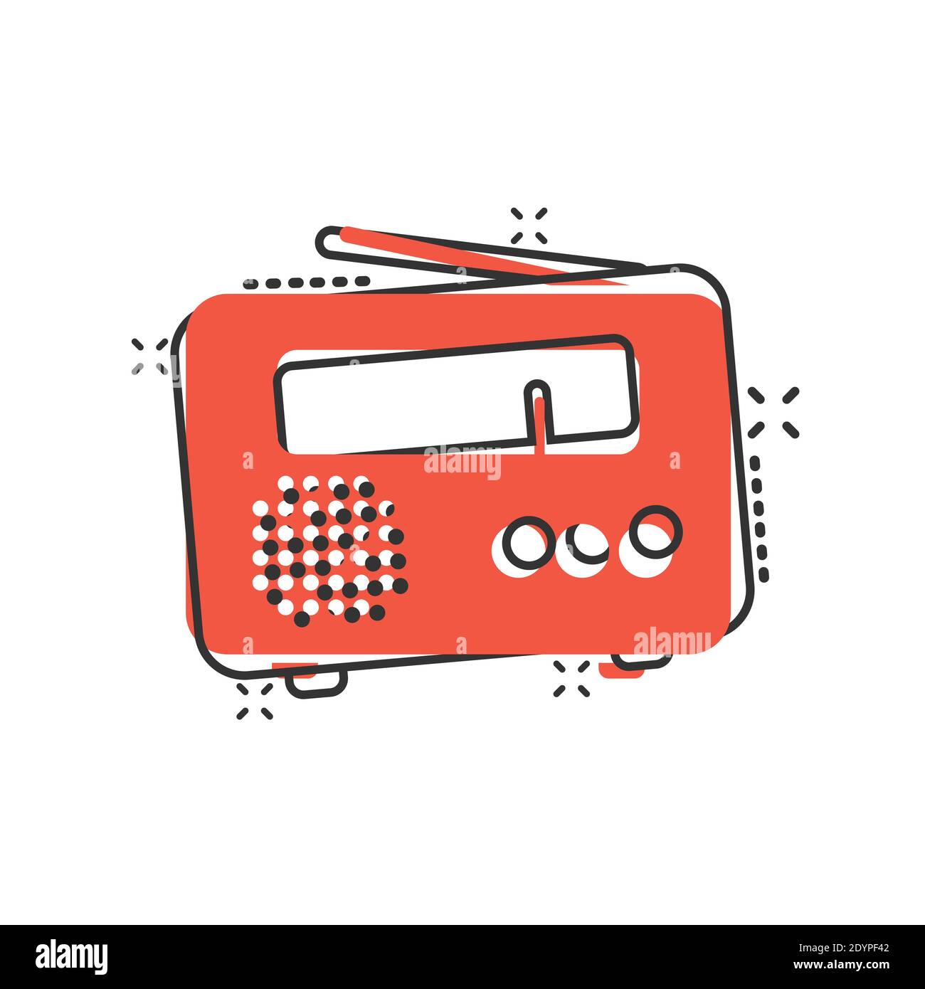 Radio icon in comic style. Fm broadcast cartoon vector illustration on ...