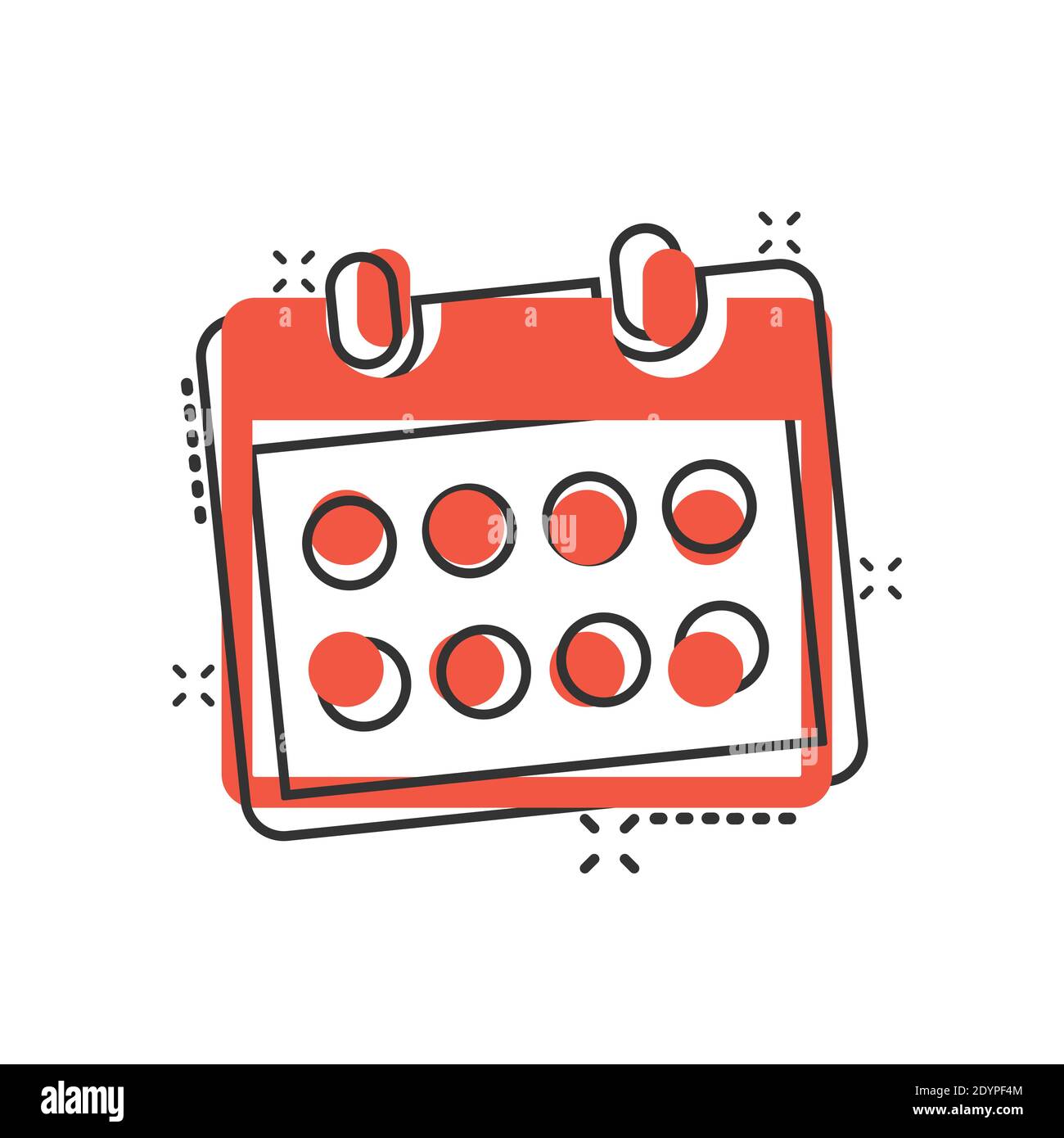 Calendar icon in comic style. Agenda cartoon vector illustration on ...