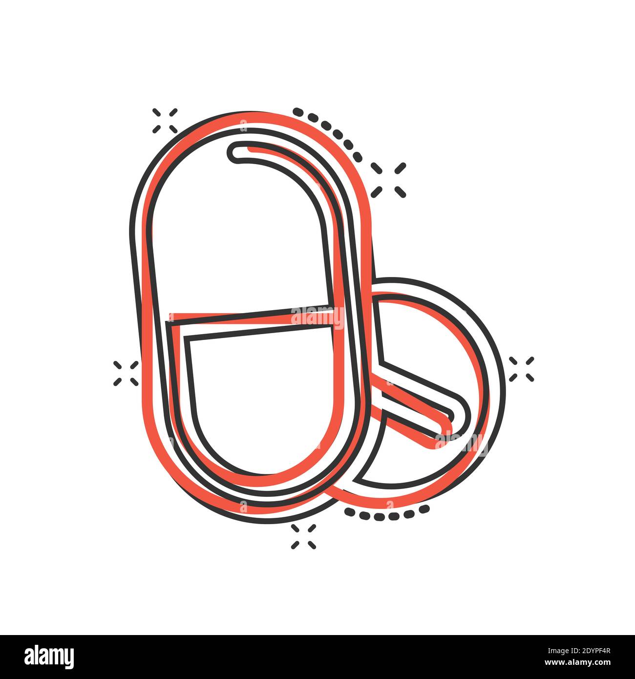 Pill capsule icon in comic style. Drugs cartoon vector illustration on ...