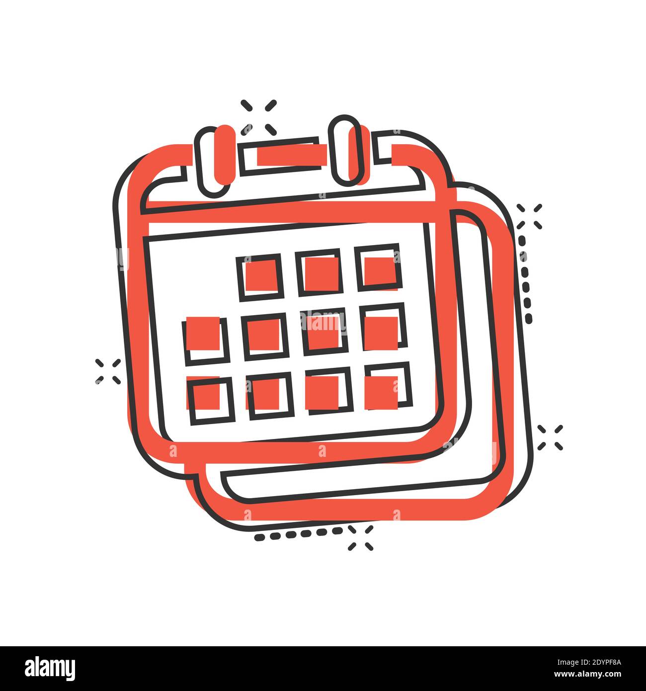 Calendar icon in comic style. Agenda cartoon vector illustration on ...