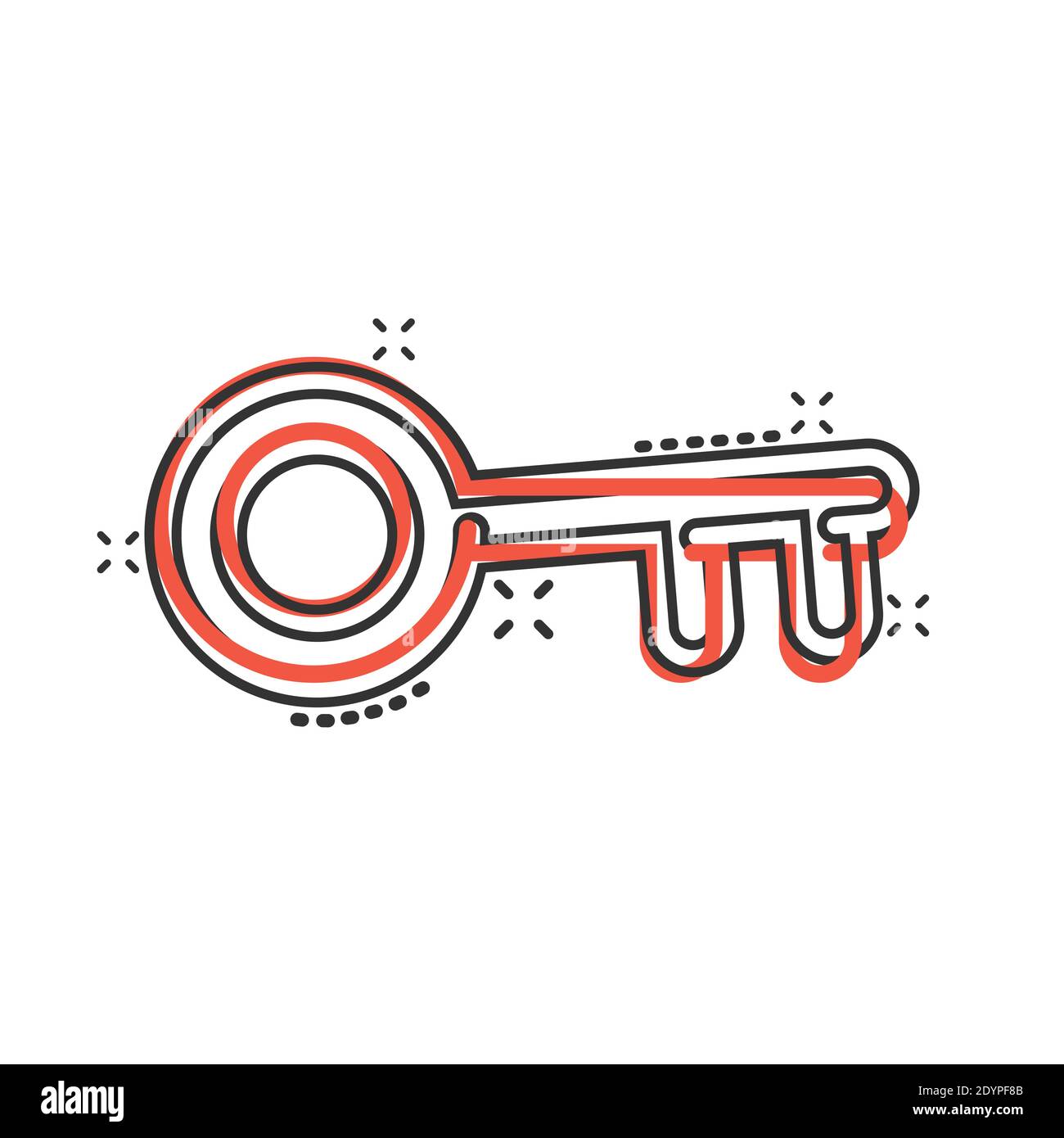 Key icon in comic style. Password cartoon vector illustration on white ...