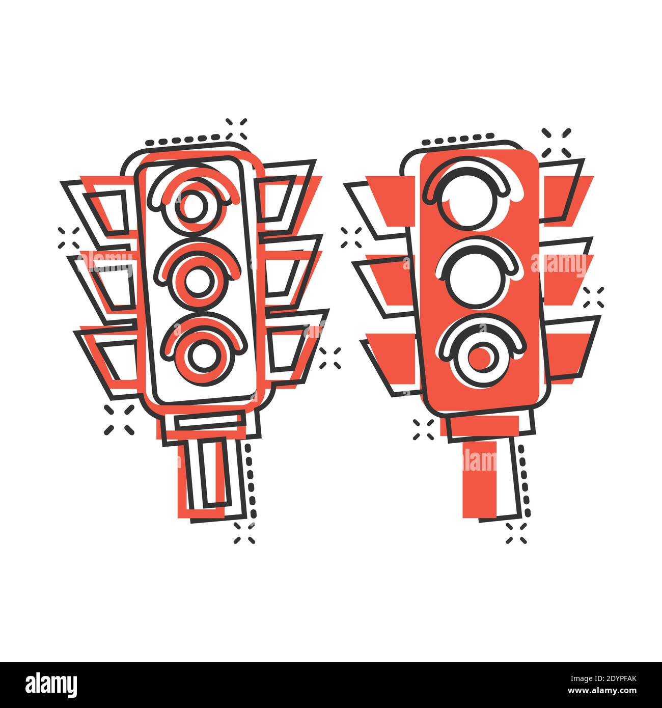 Semaphore icon in comic style. Traffic light cartoon vector ...