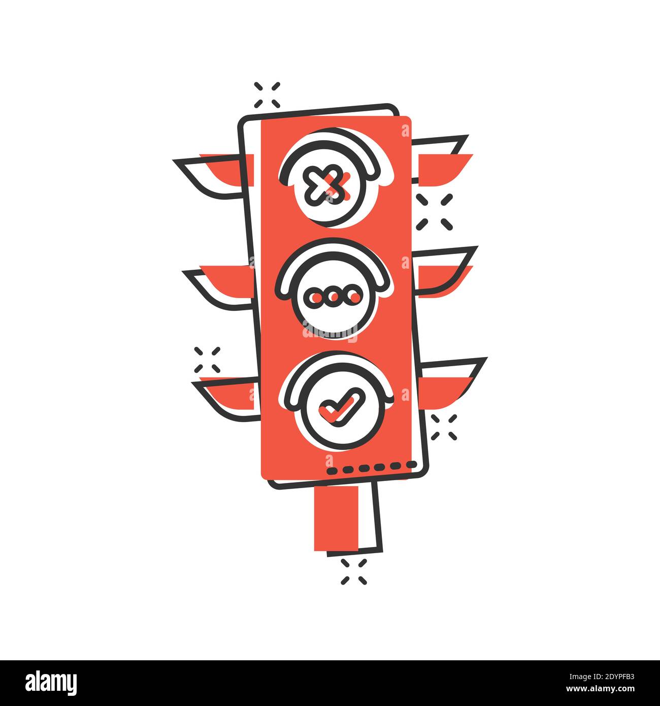 Semaphore icon in comic style. Traffic light cartoon vector ...