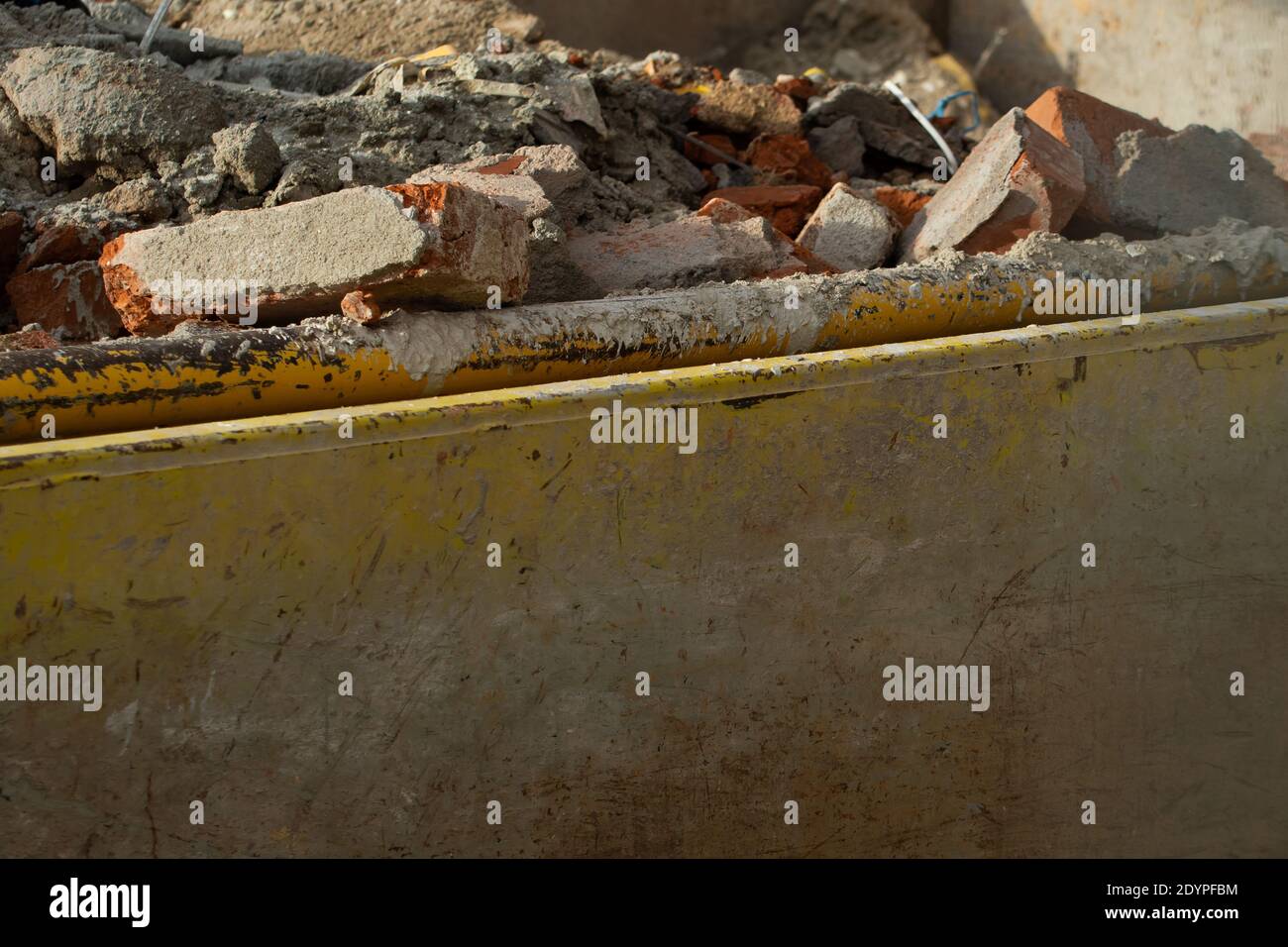 Container with rubbish. Construction site. Building is being ...