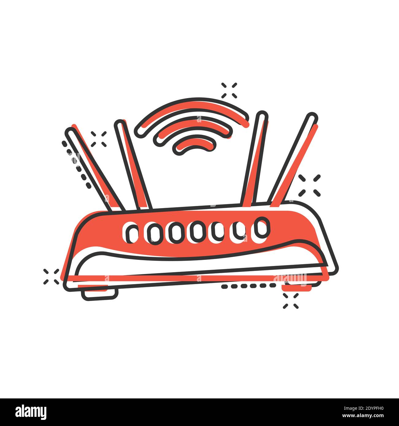 Wifi router icon in comic style. Broadband cartoon vector illustration ...