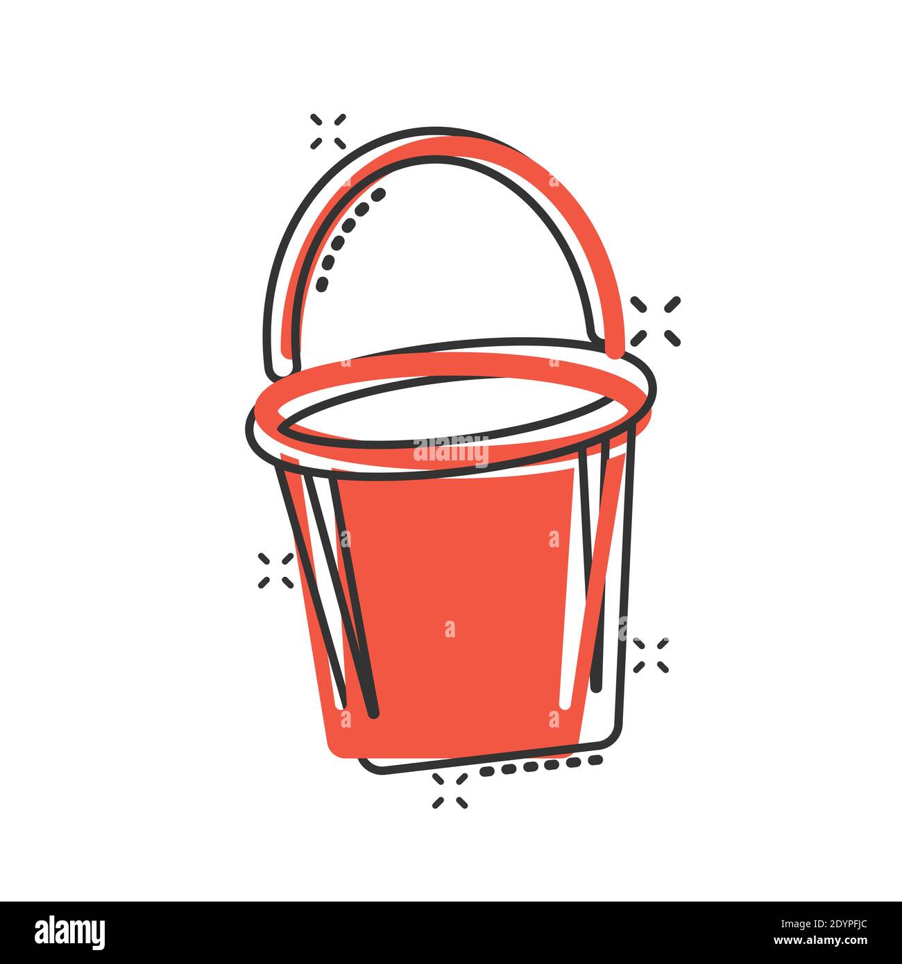 Bucket icon in comic style. Garbage pot cartoon vector illustration on ...