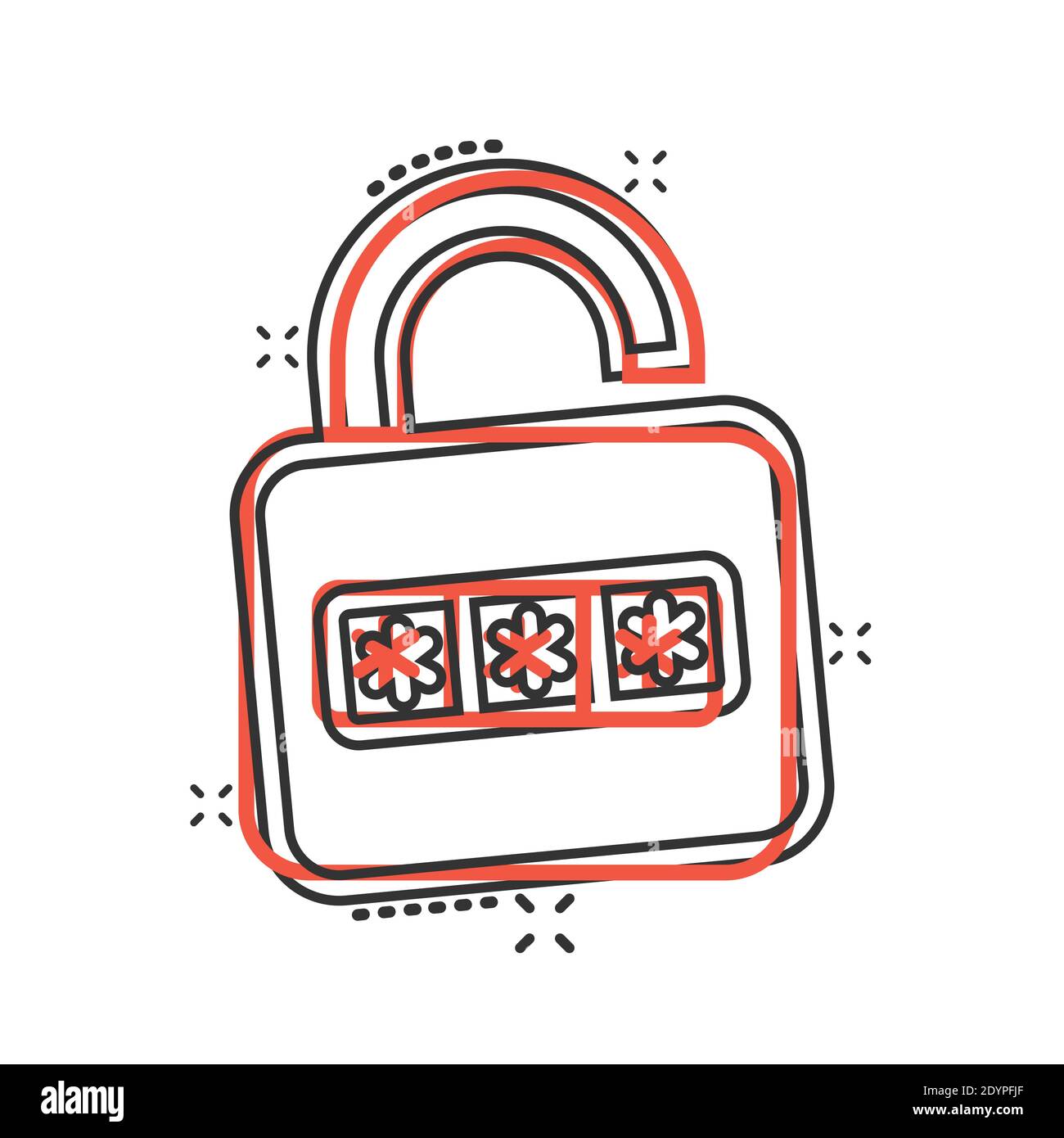 Login icon in comic style. Password access cartoon vector illustration ...