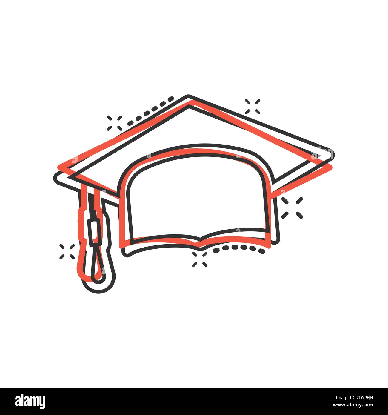 Graduation hat icon in comic style. Student cap cartoon vector ...