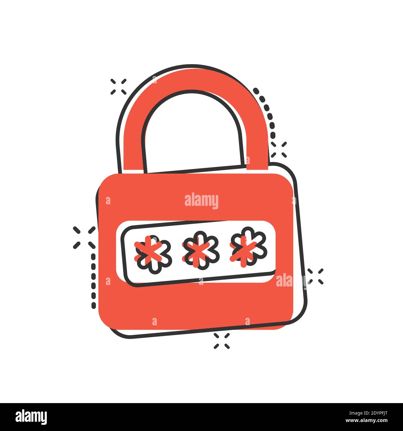 Login icon in comic style. Password access cartoon vector illustration ...