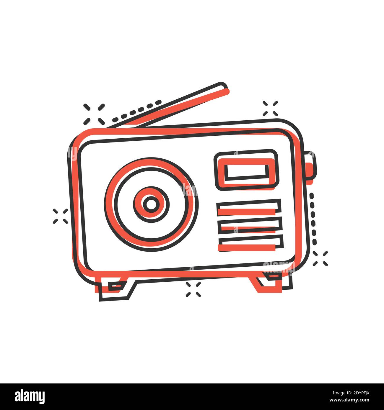 Radio icon in comic style. Fm broadcast cartoon vector illustration on ...