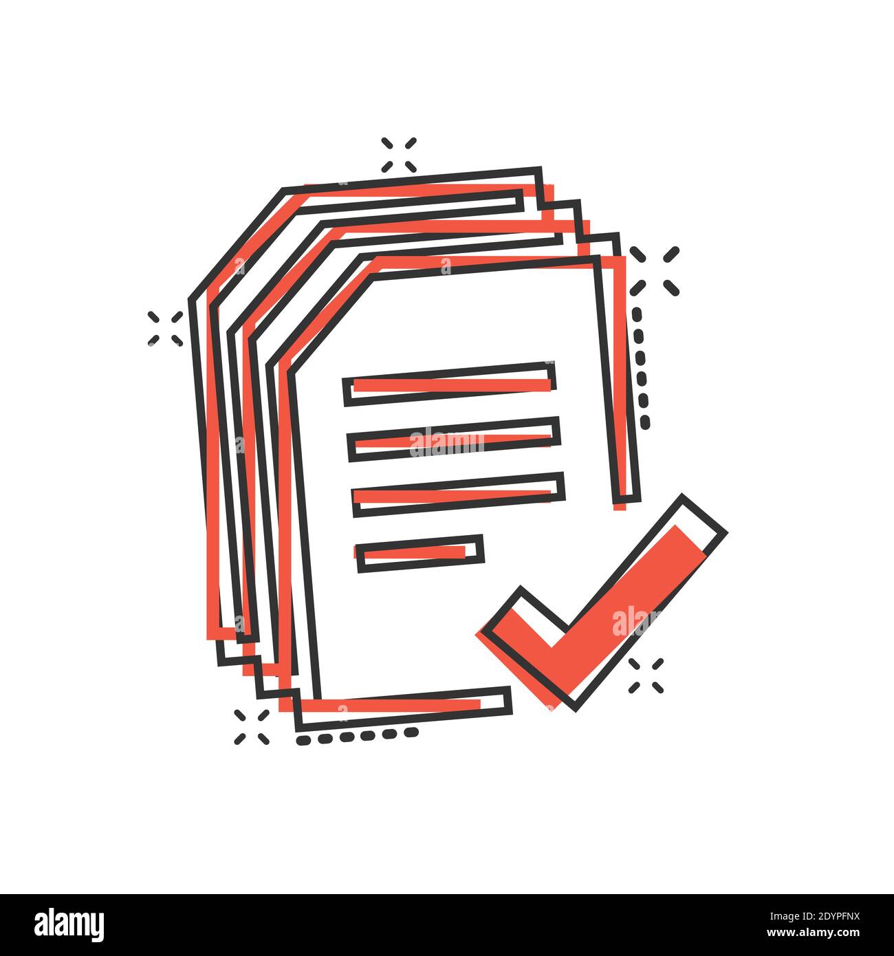 Approved document icon in comic style. Authorize cartoon vector ...