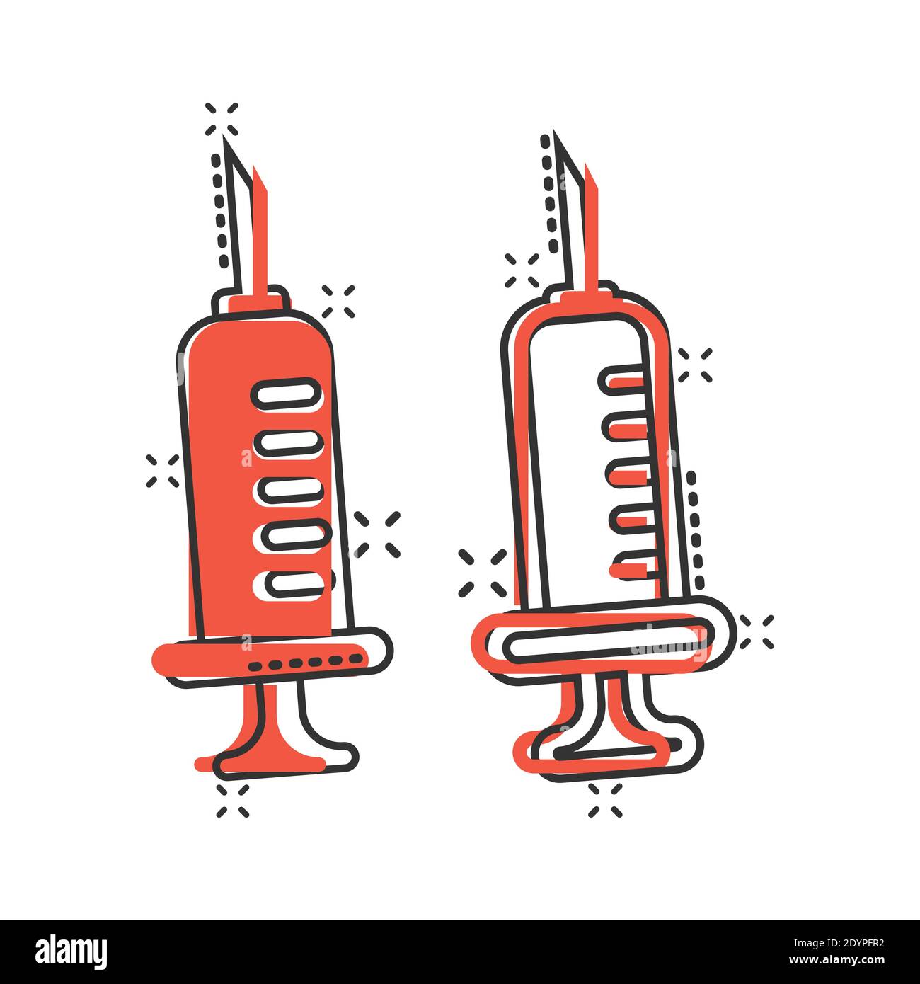Syringe icon in comic style. Inject needle cartoon vector illustration ...