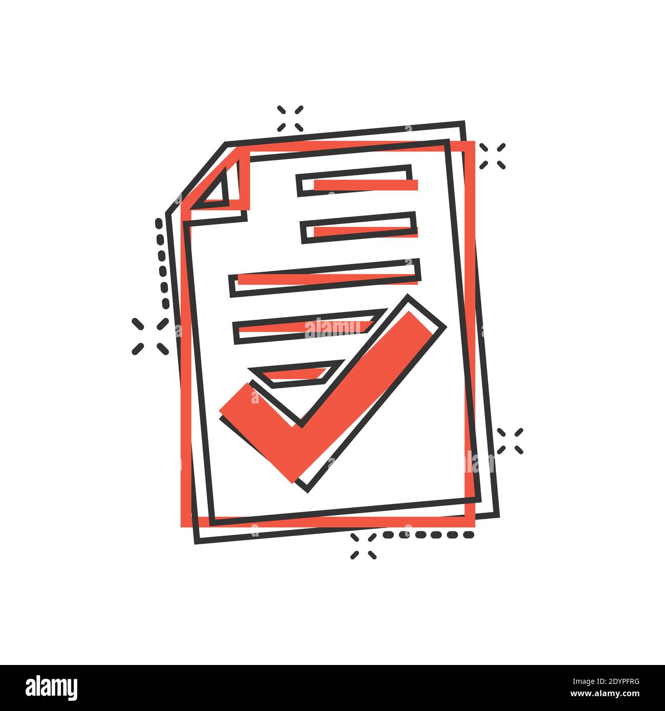 Approved document icon in comic style. Authorize cartoon vector ...