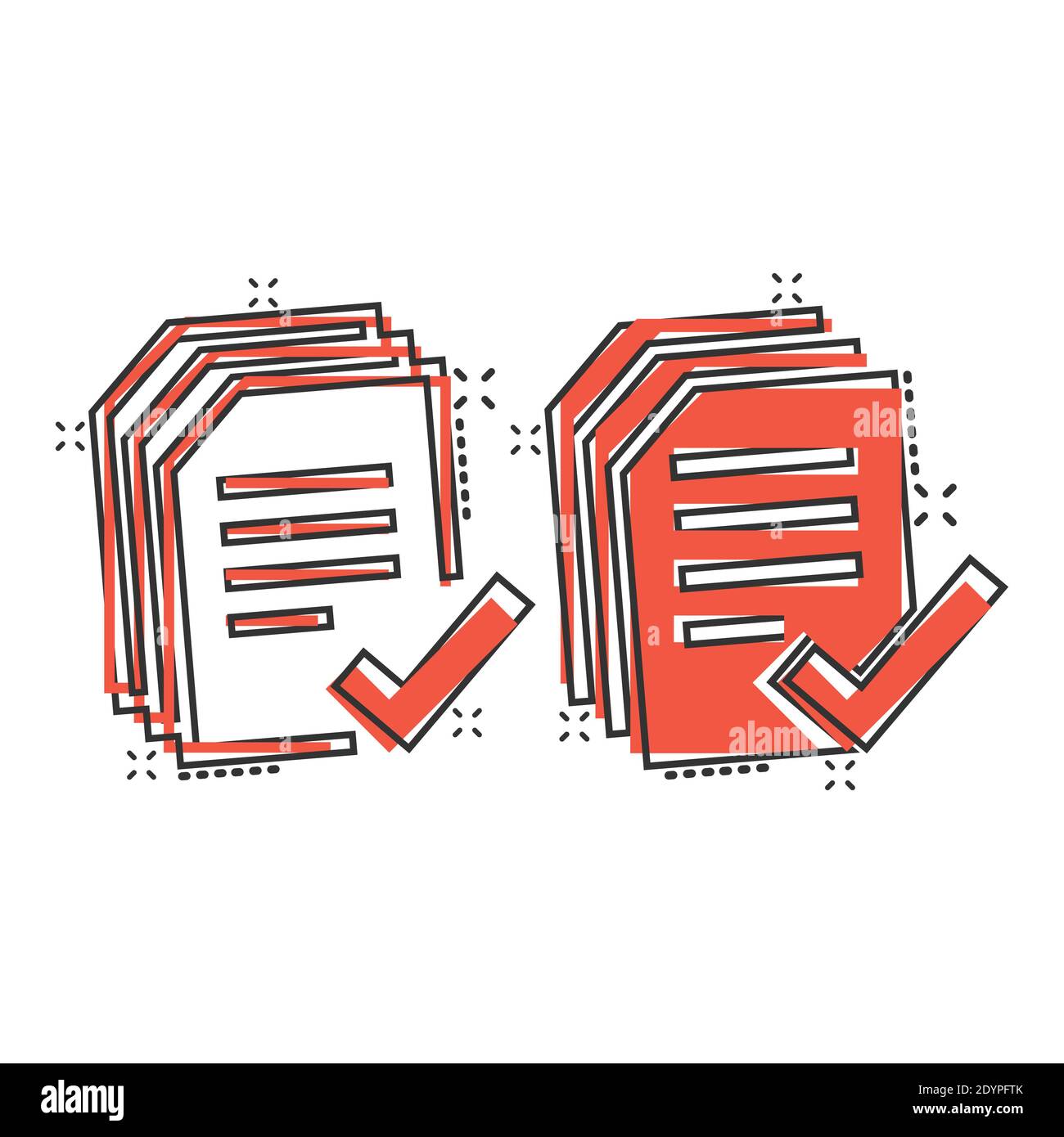 Approved document icon in comic style. Authorize cartoon vector ...