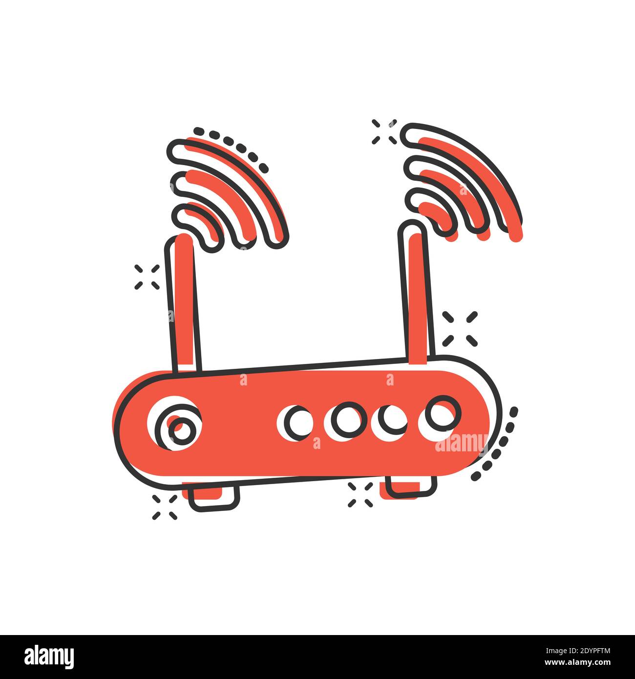Wifi router icon in comic style. Broadband cartoon vector illustration ...