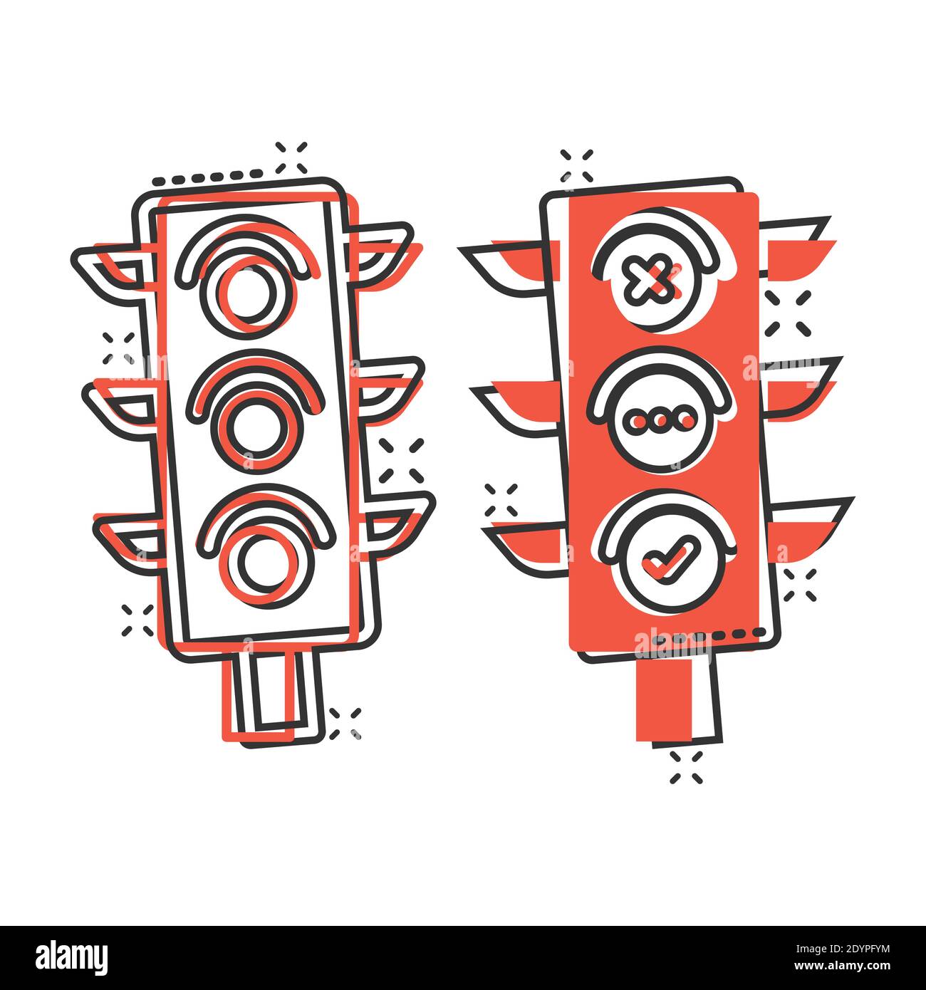 Semaphore icon in comic style. Traffic light cartoon vector ...