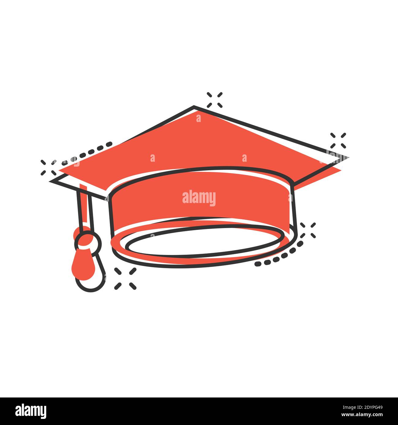 Graduation hat icon in comic style. Student cap cartoon vector ...