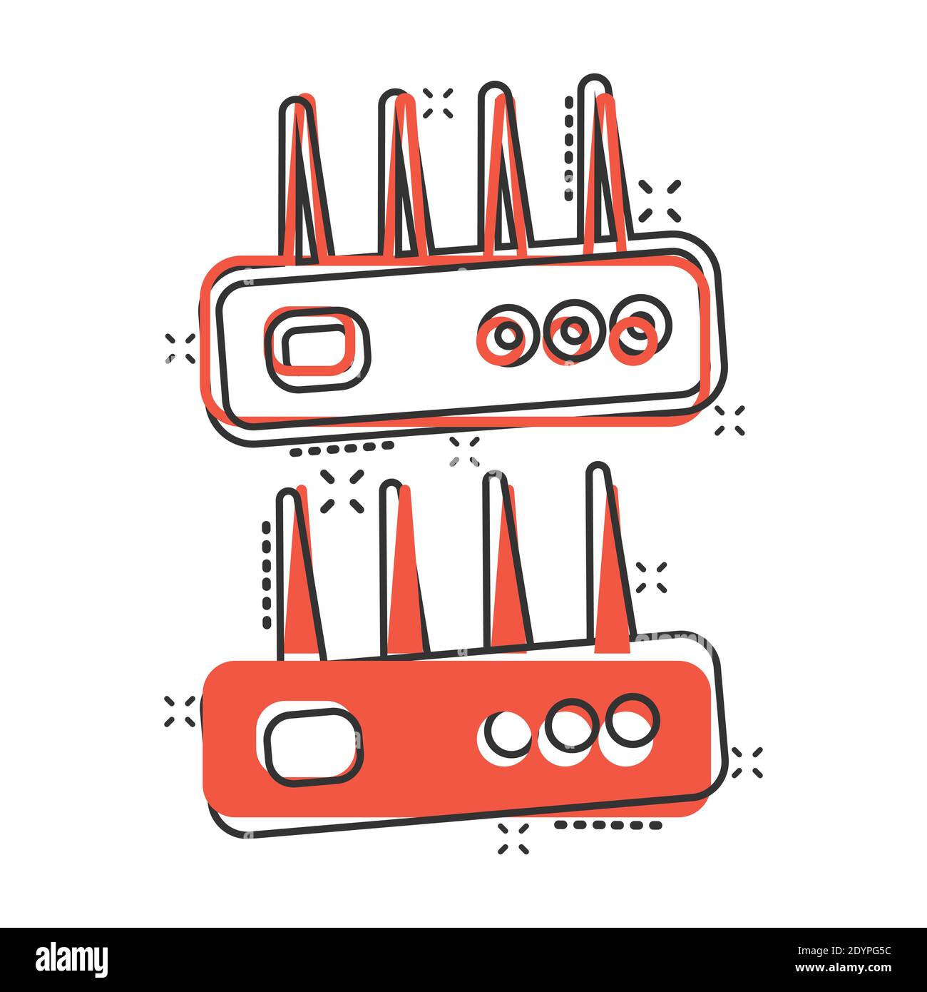 Wifi router icon in comic style. Broadband cartoon vector illustration ...