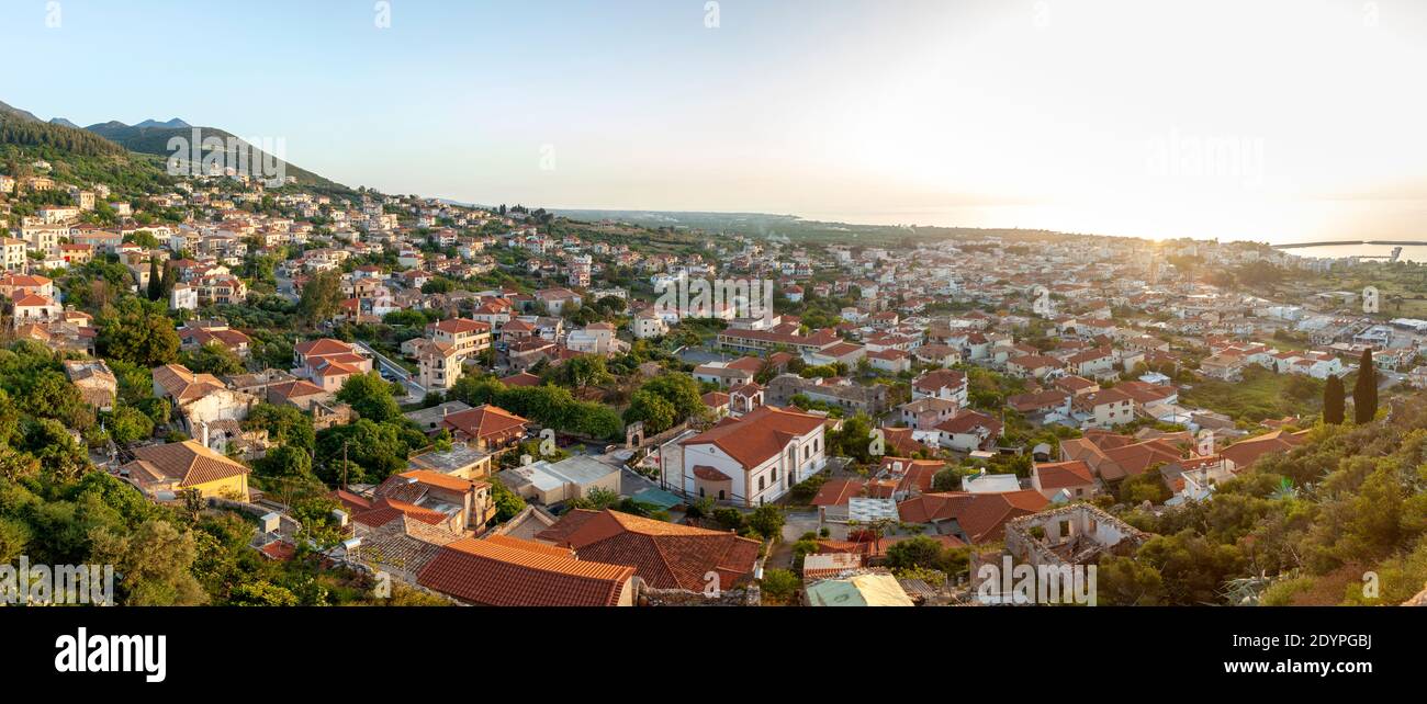 Kyparissia town, panoramic view of the picturesque town that enjoys ...