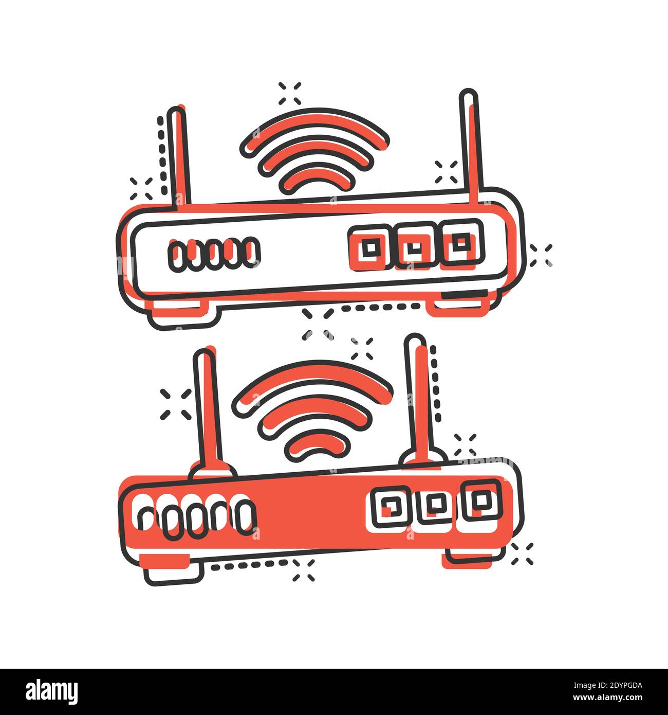Wifi router icon in comic style. Broadband cartoon vector illustration ...