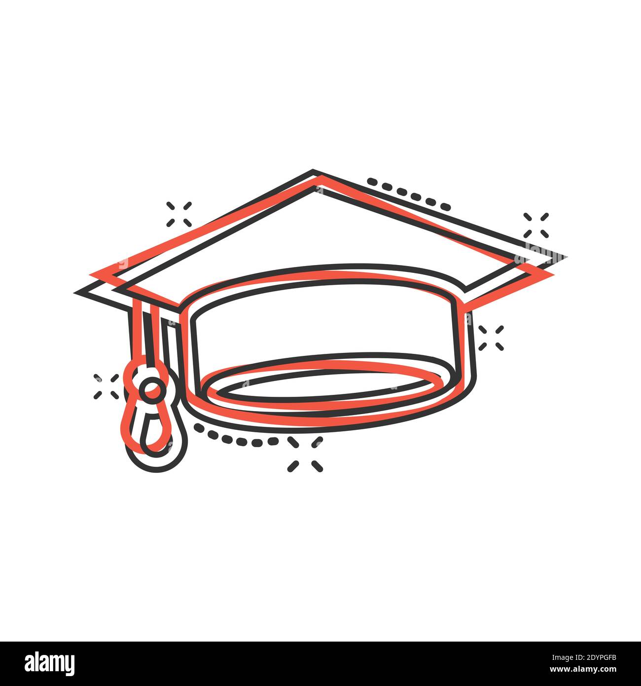 Graduation hat icon in comic style. Student cap cartoon vector ...