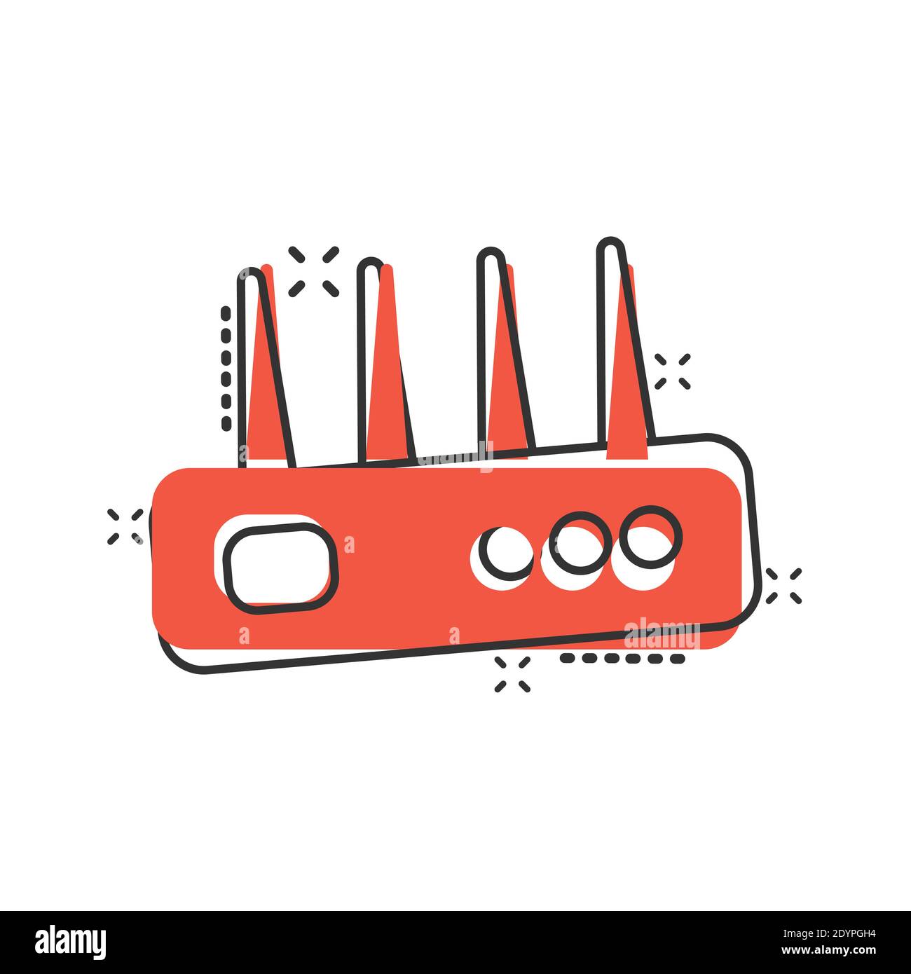 Wifi router icon in comic style. Broadband cartoon vector illustration ...