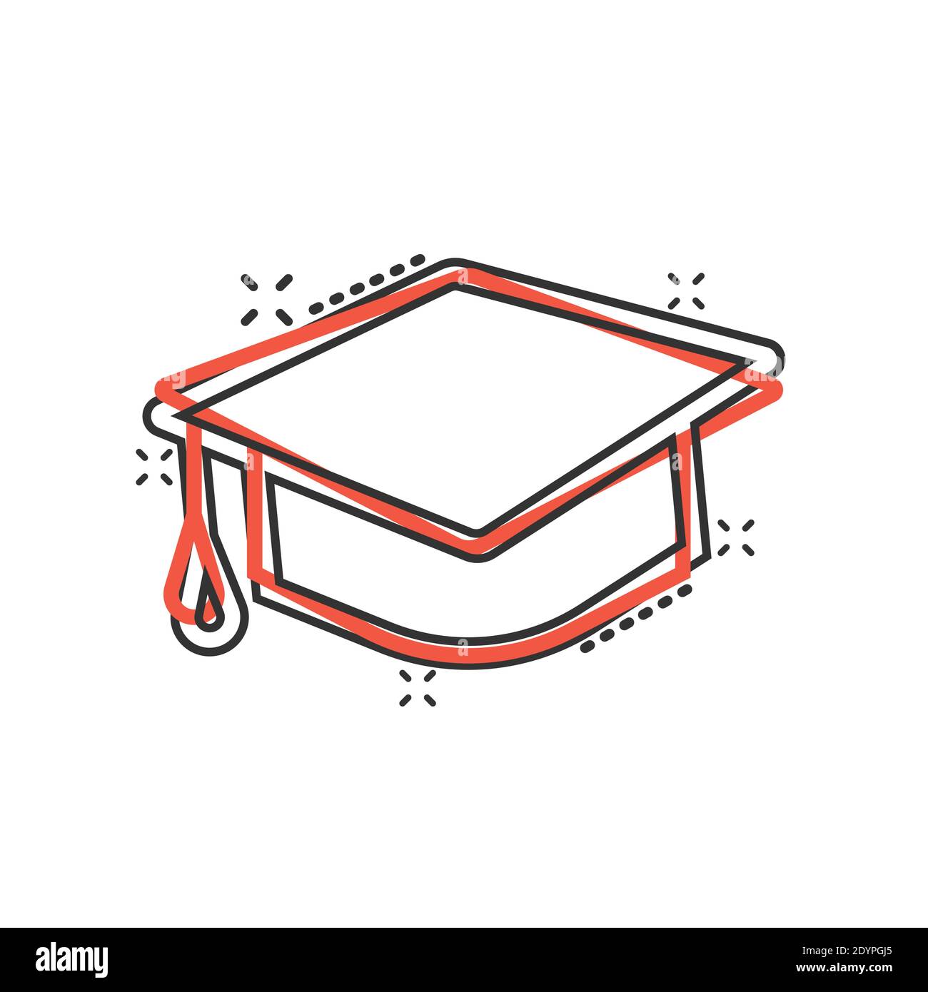 Graduation hat icon in comic style. Student cap cartoon vector ...