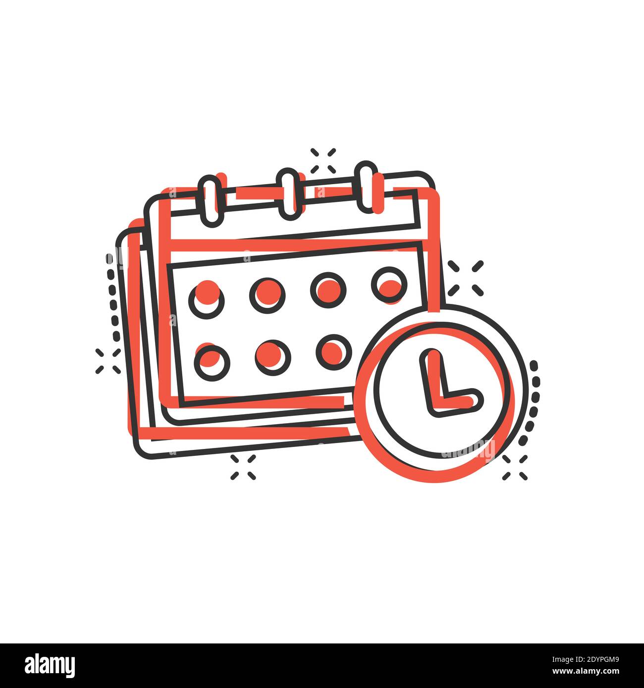 Calendar icon in comic style. Agenda cartoon vector illustration on ...