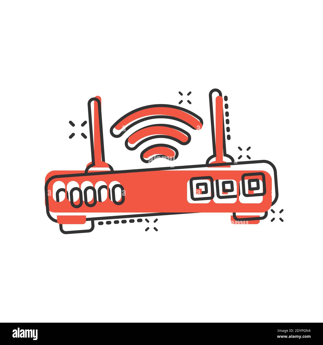 Wifi router icon in comic style. Broadband cartoon vector illustration ...