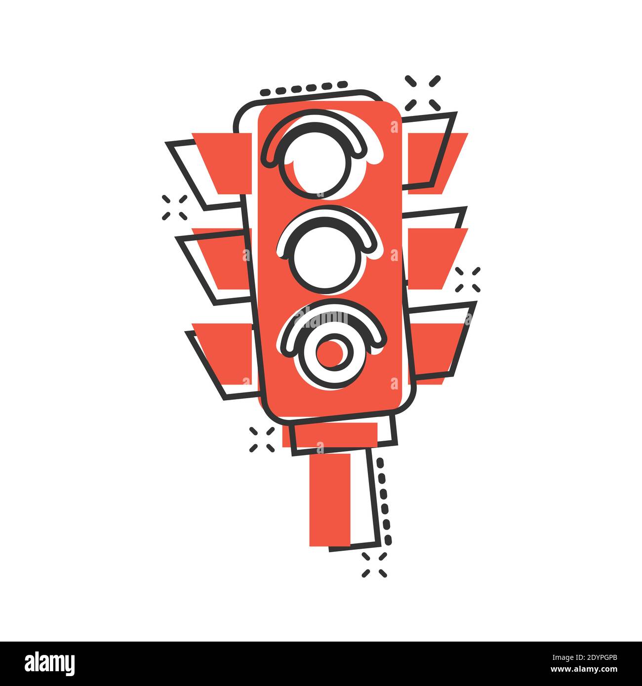 Semaphore icon in comic style. Traffic light cartoon vector ...