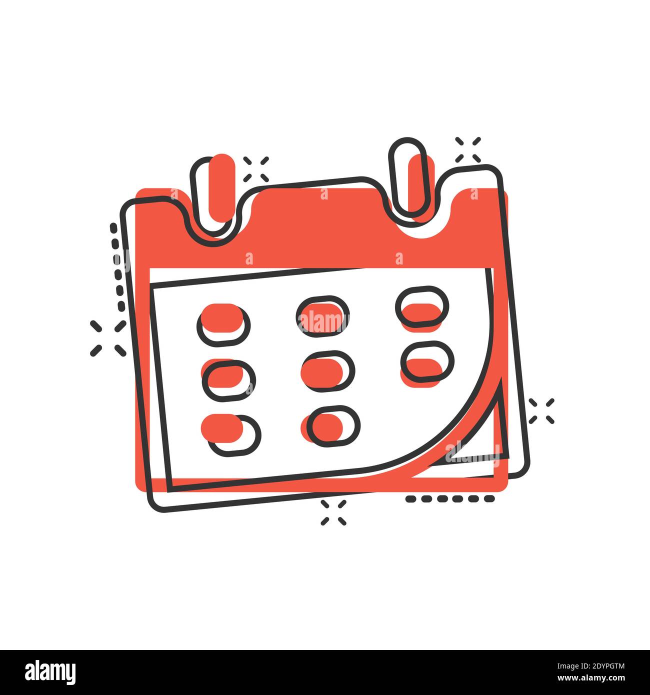 Calendar icon in comic style. Agenda cartoon vector illustration on ...