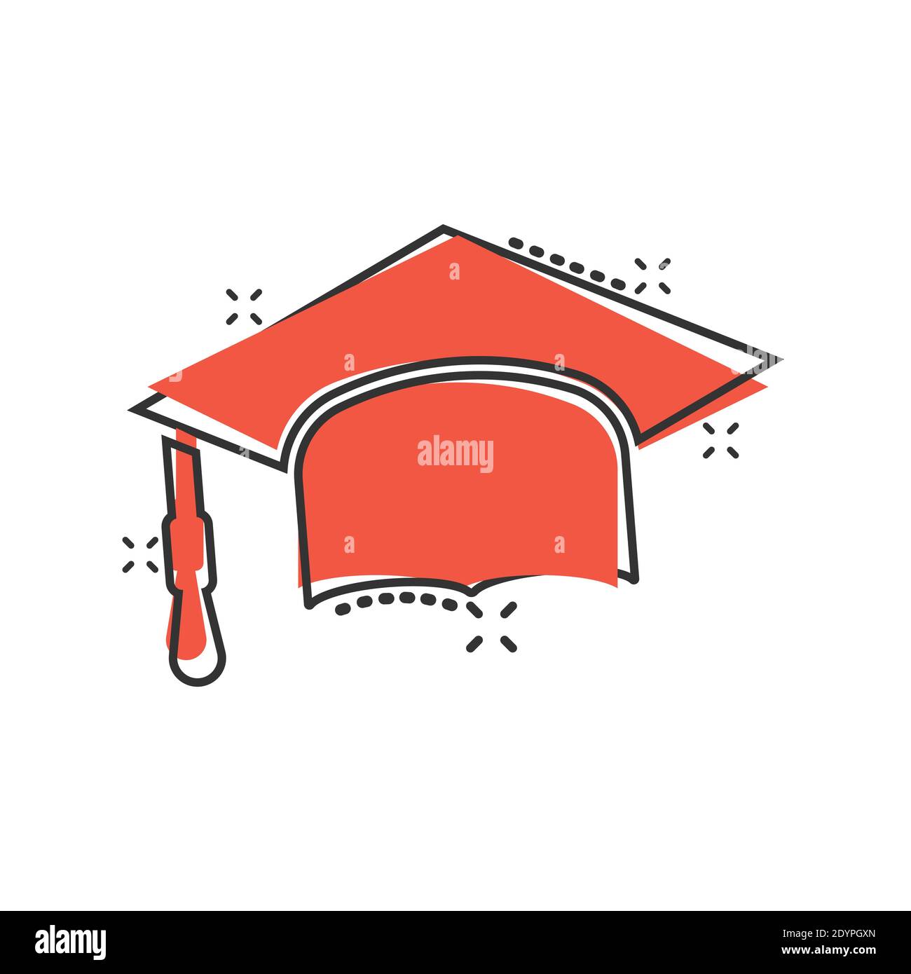 Graduation hat icon in comic style. Student cap cartoon vector ...