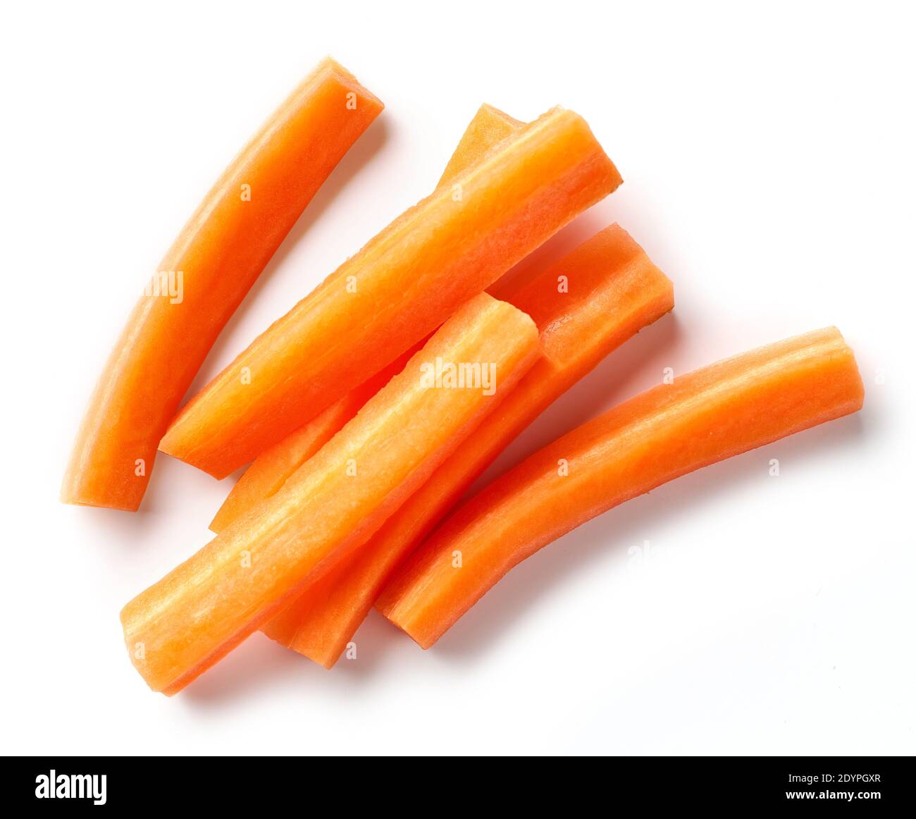 fresh raw carrot sticks isolated on white background, top view Stock ...
