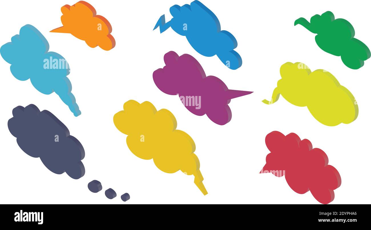 Speech Bubble Isometric Icons Set Communication Chat Dialog