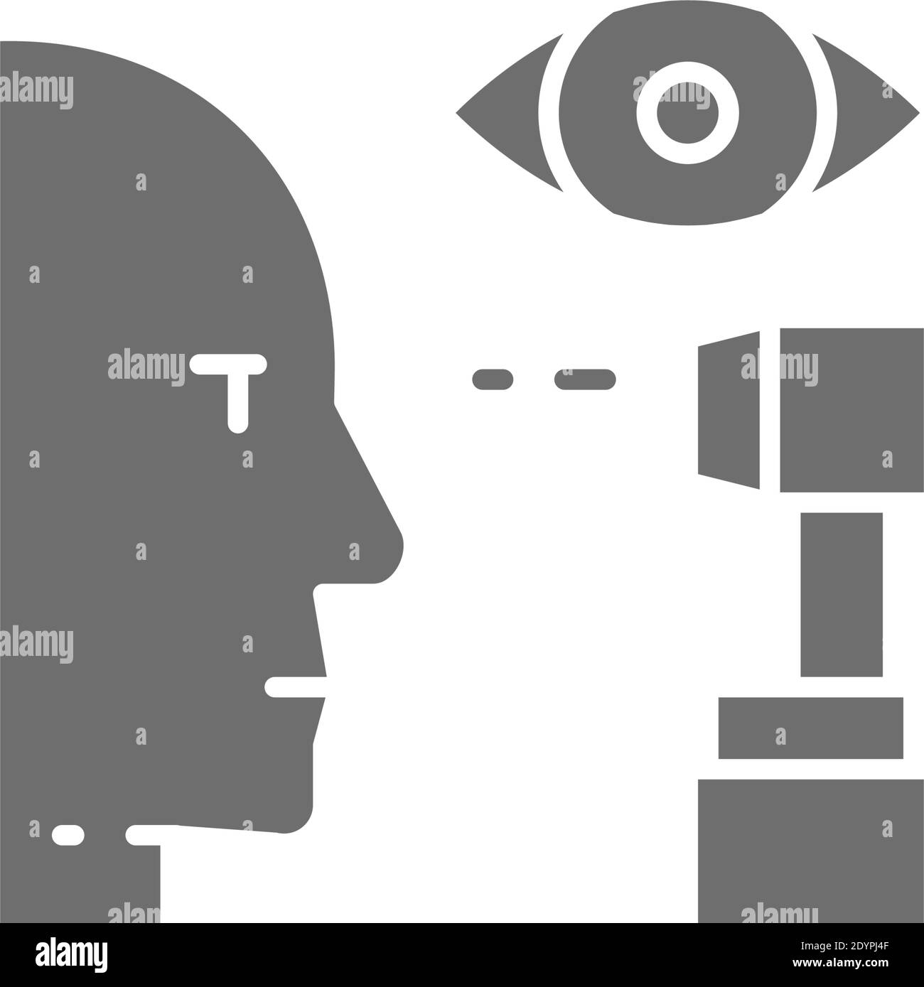 Eye verification, eye scanning grey icon. Isolated on white background ...