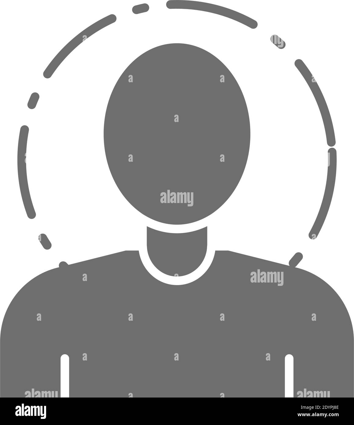 Person scanning, face verification, 360 degrees view grey icon Stock ...